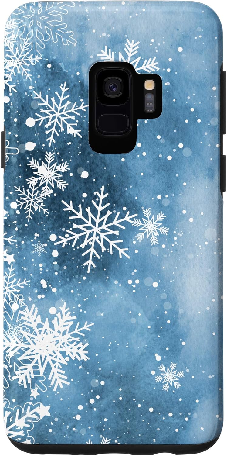 Amazon.com: Galaxy S9 Snowflakes Winter Holiday Icy Crystals theme Snow ...