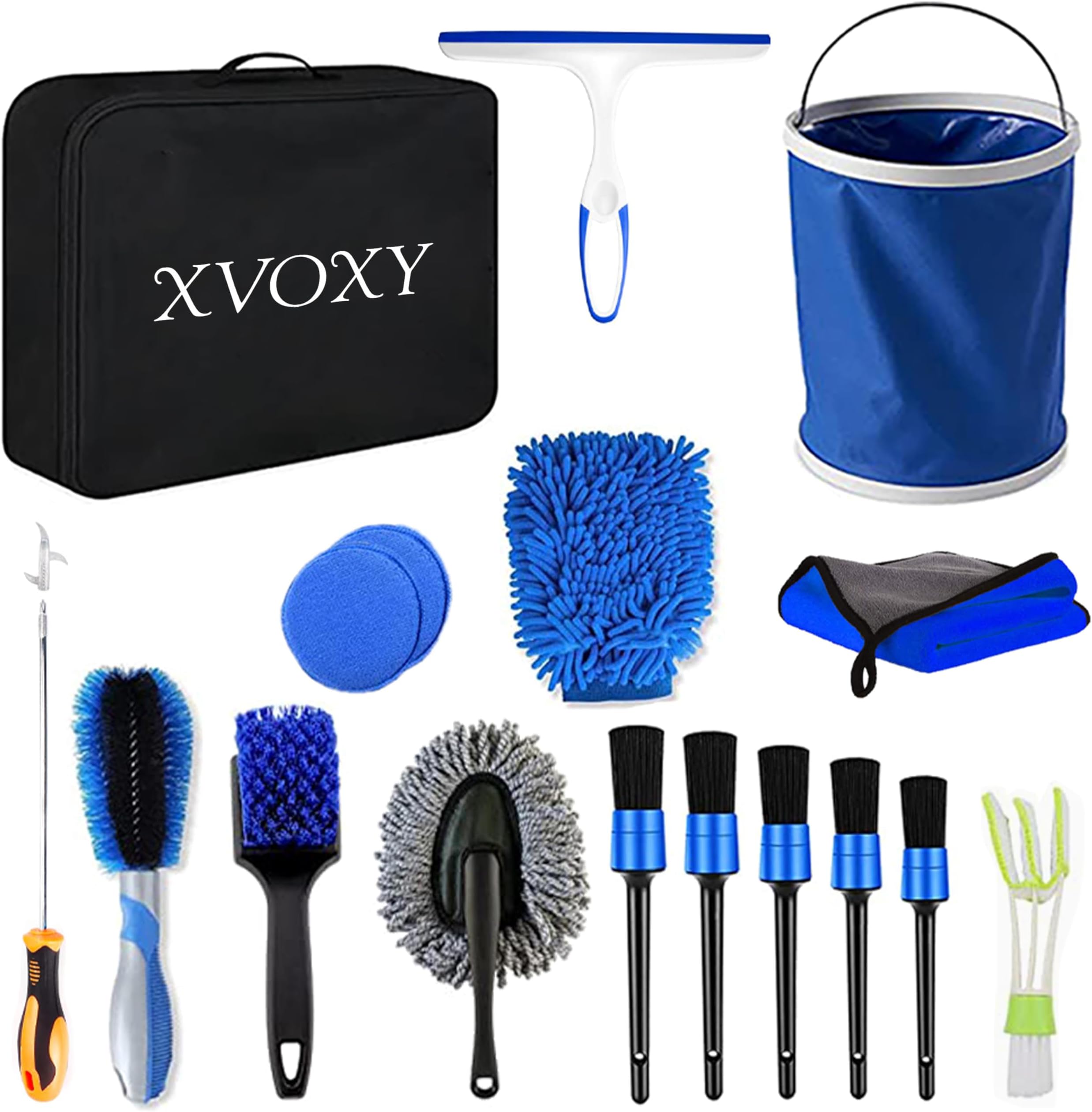 Xvoxy Car Cleaning Kit 20Pcs - Car washing Kit with 11L foldable Bucket ...