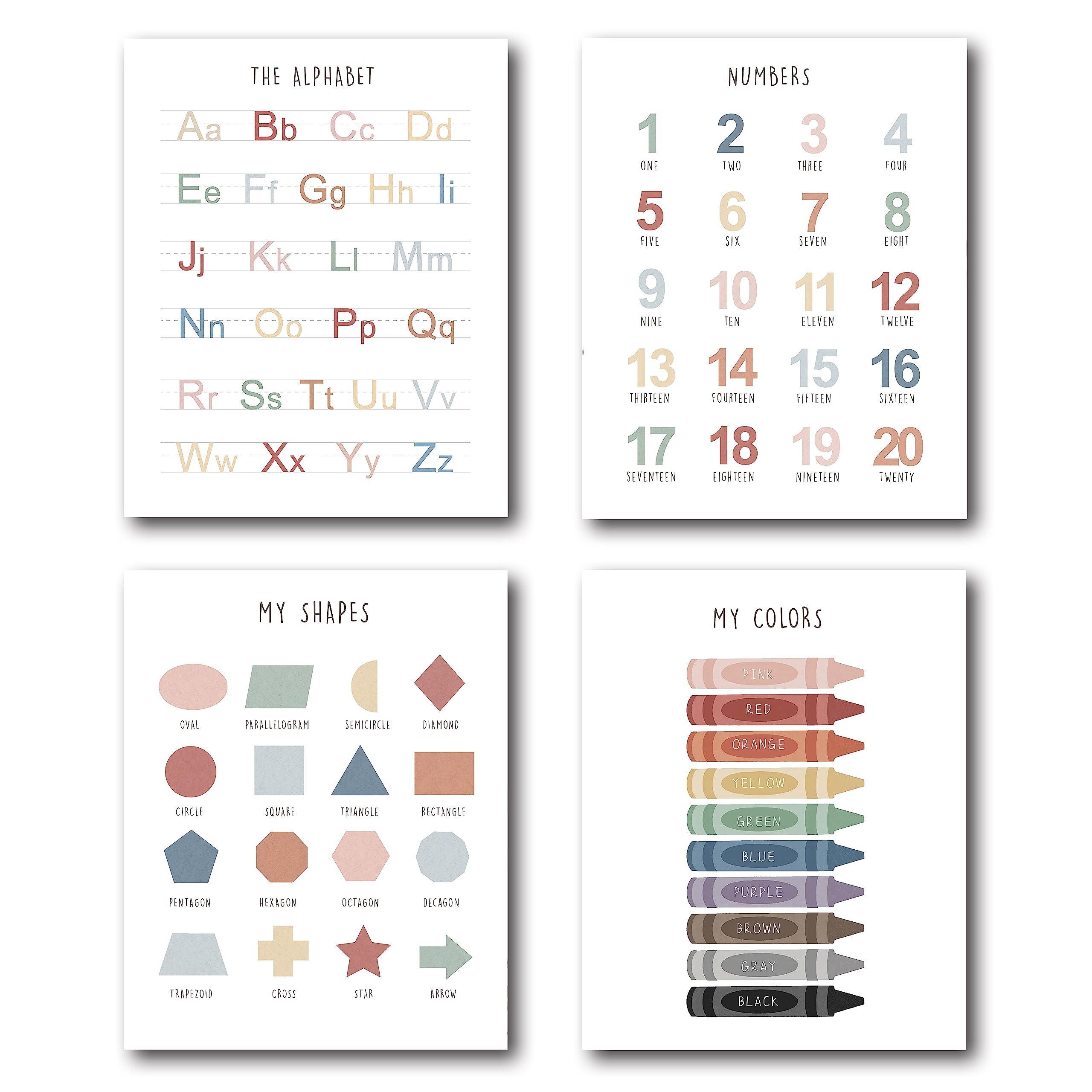 Amazon.com: XWELLDAN Boho Colorful Kids Educational Classroom Alphabet ...