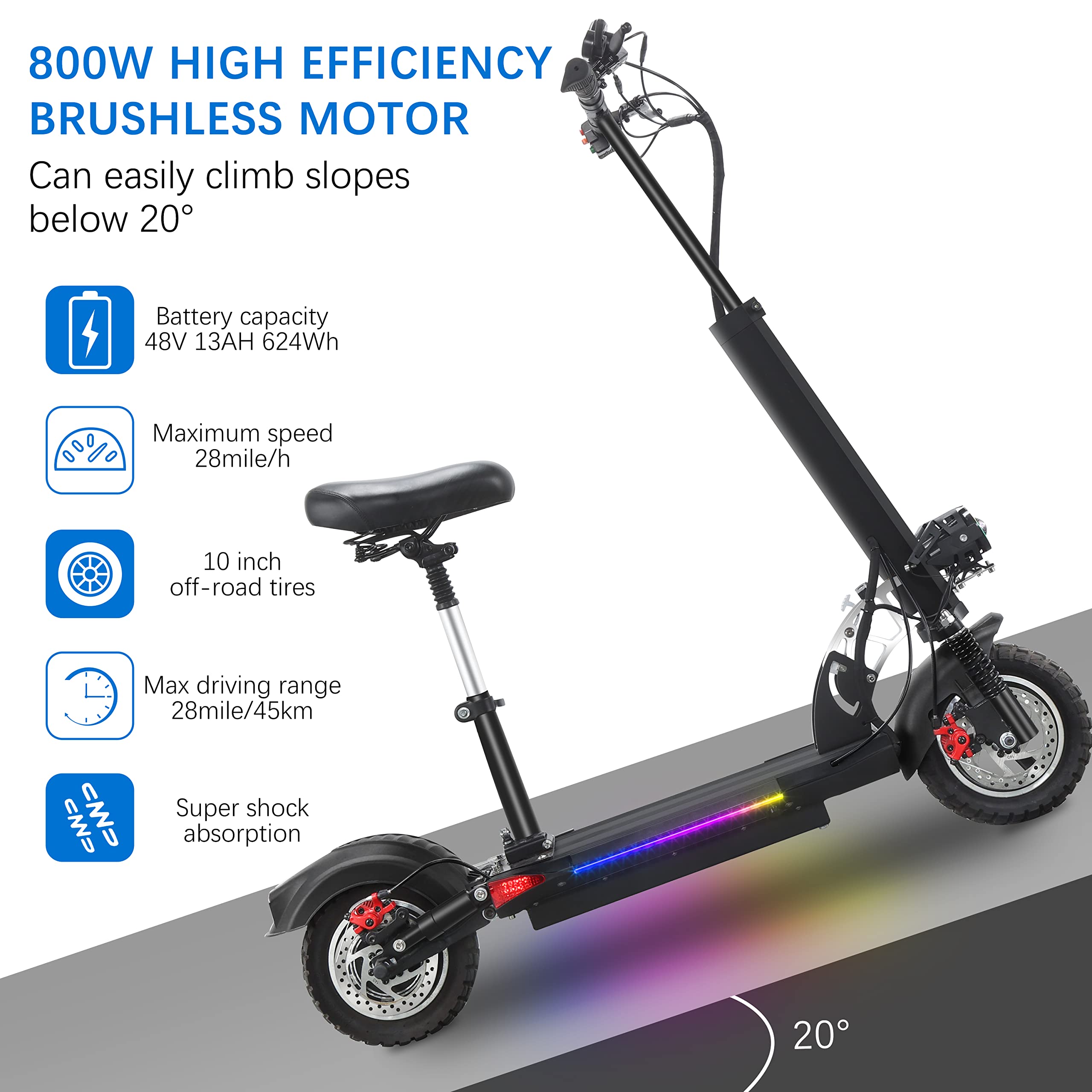 Buy TopMate ES21 Folding Electric Scooter for Adults with 800W Motor ...