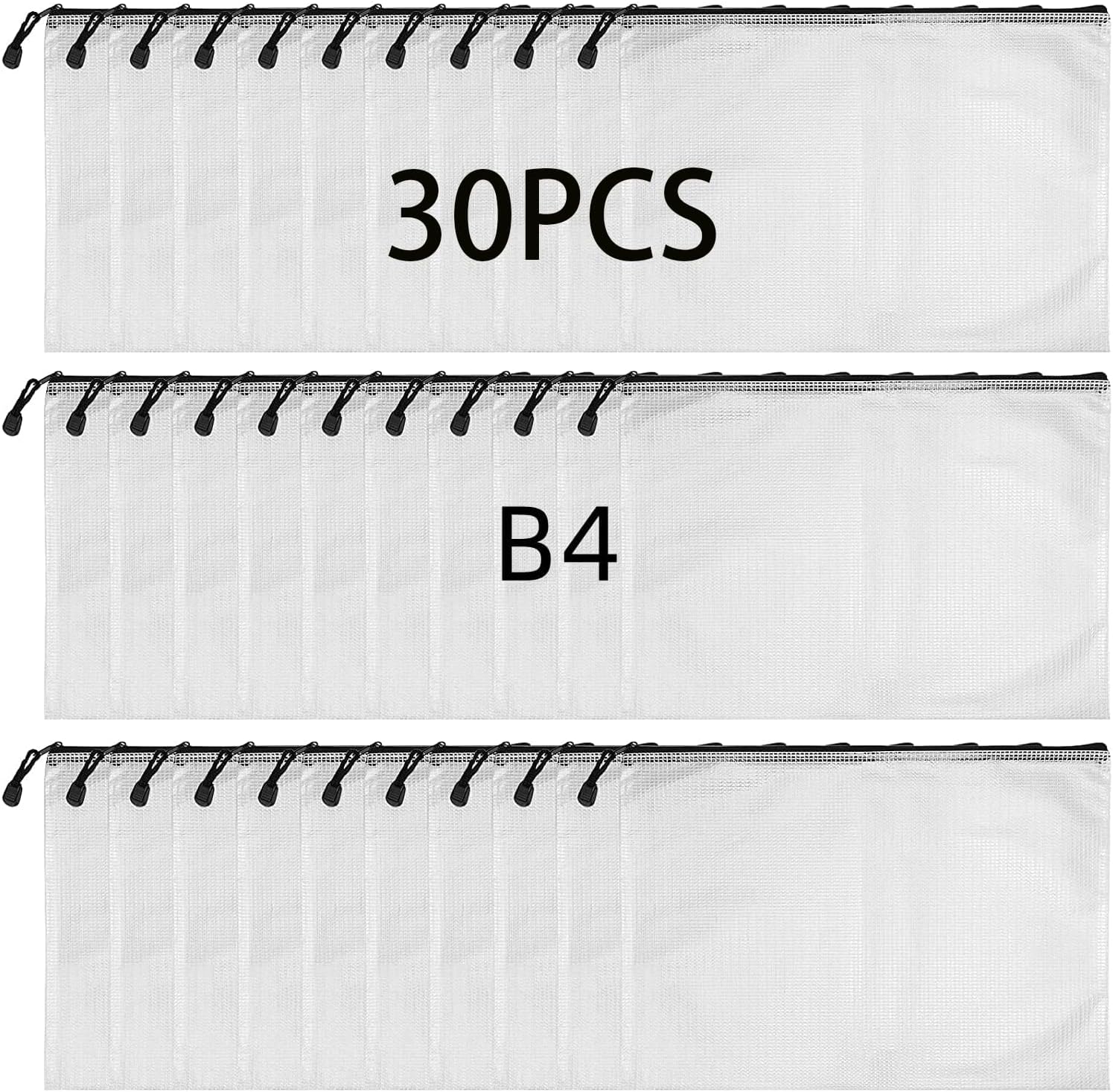 HAKZEON 30 PCS B4 Plastic Zip Wallets, Waterproof Mesh Zipper Bags ...