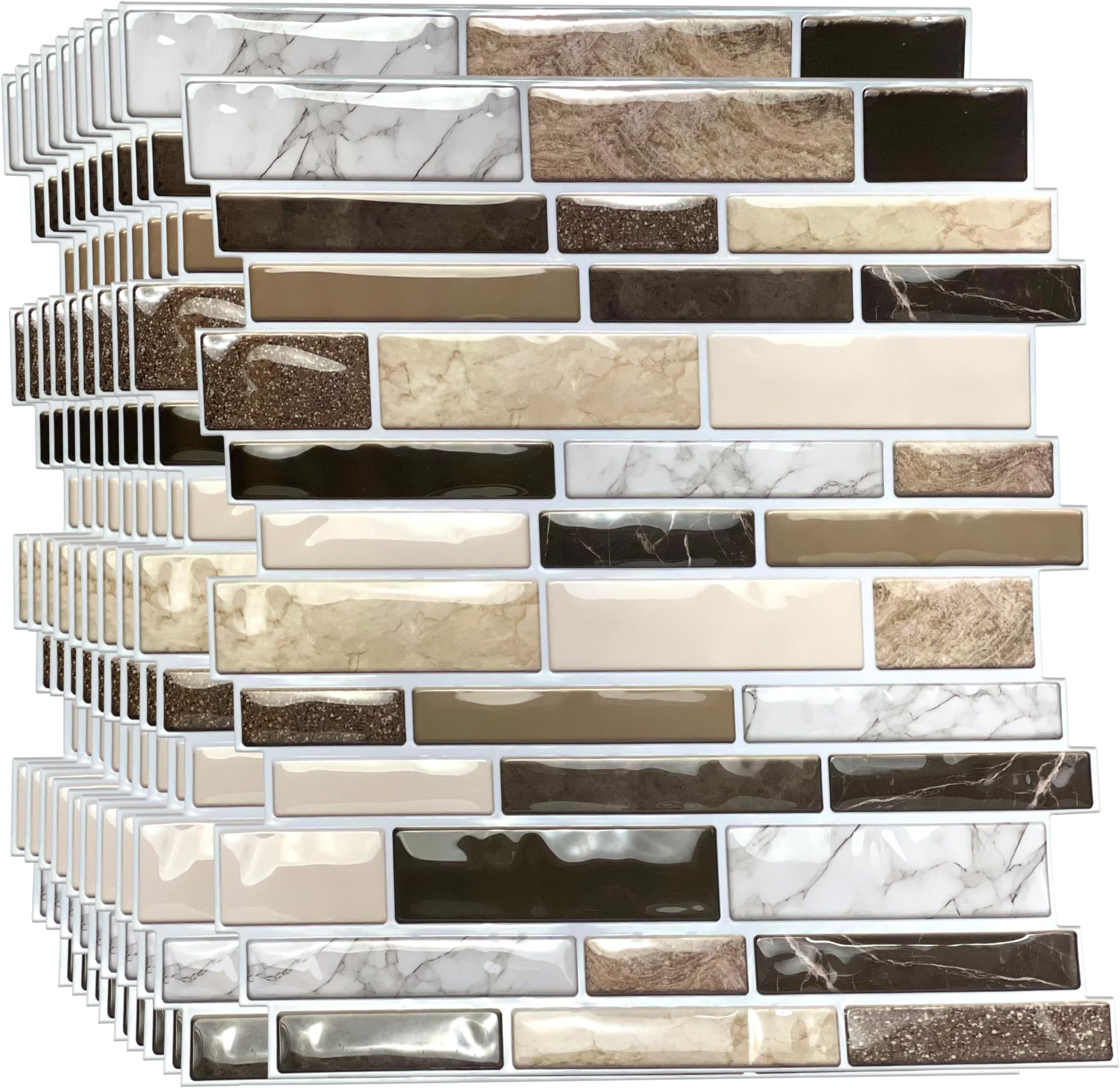 Amazon.com: WALPLUS 20 Sheets Glossy Peel and Stick Kitchen Backsplash ...