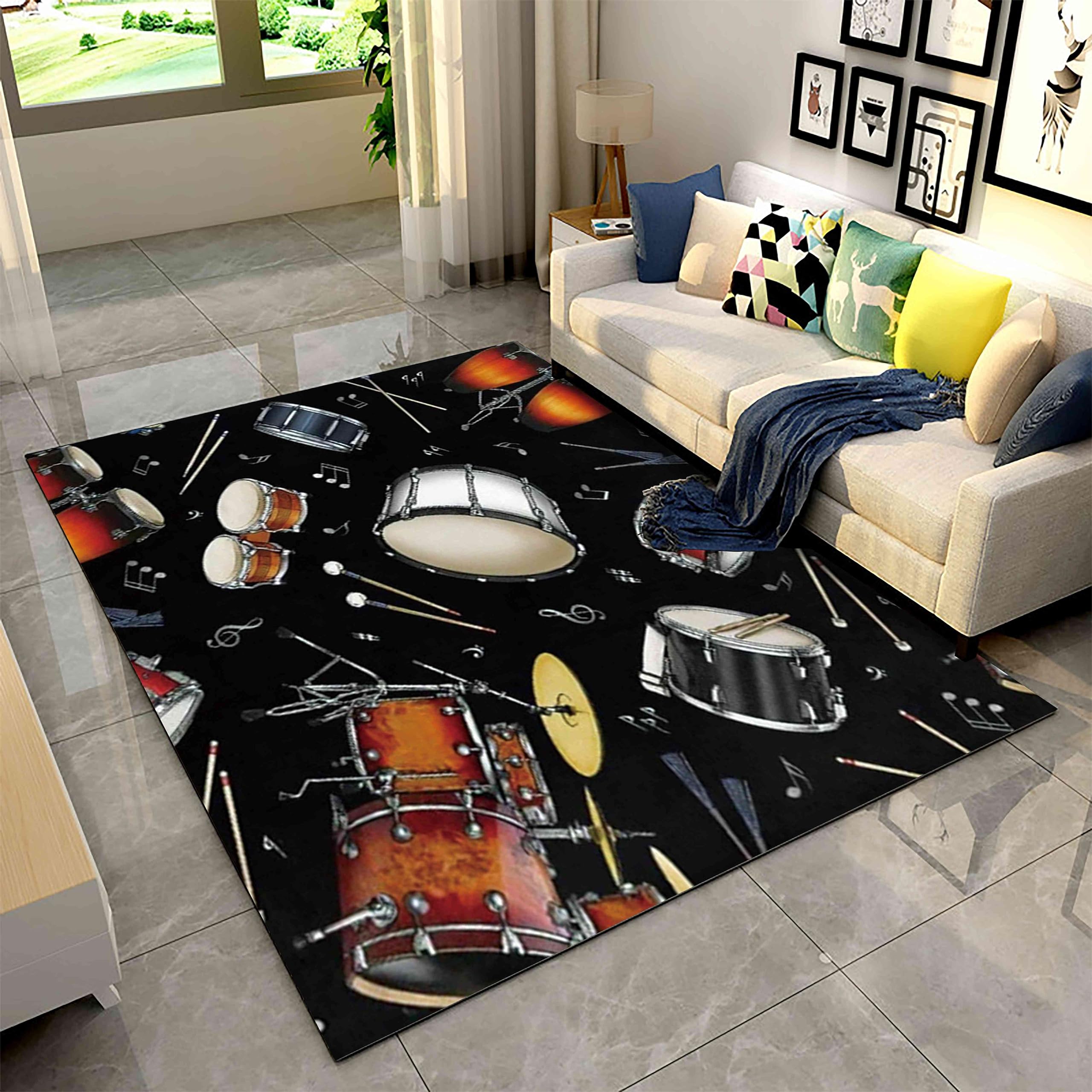 Amazon.com: Rock Music Instrument Area Rugs, 2x3ft, Drum Set Black ...