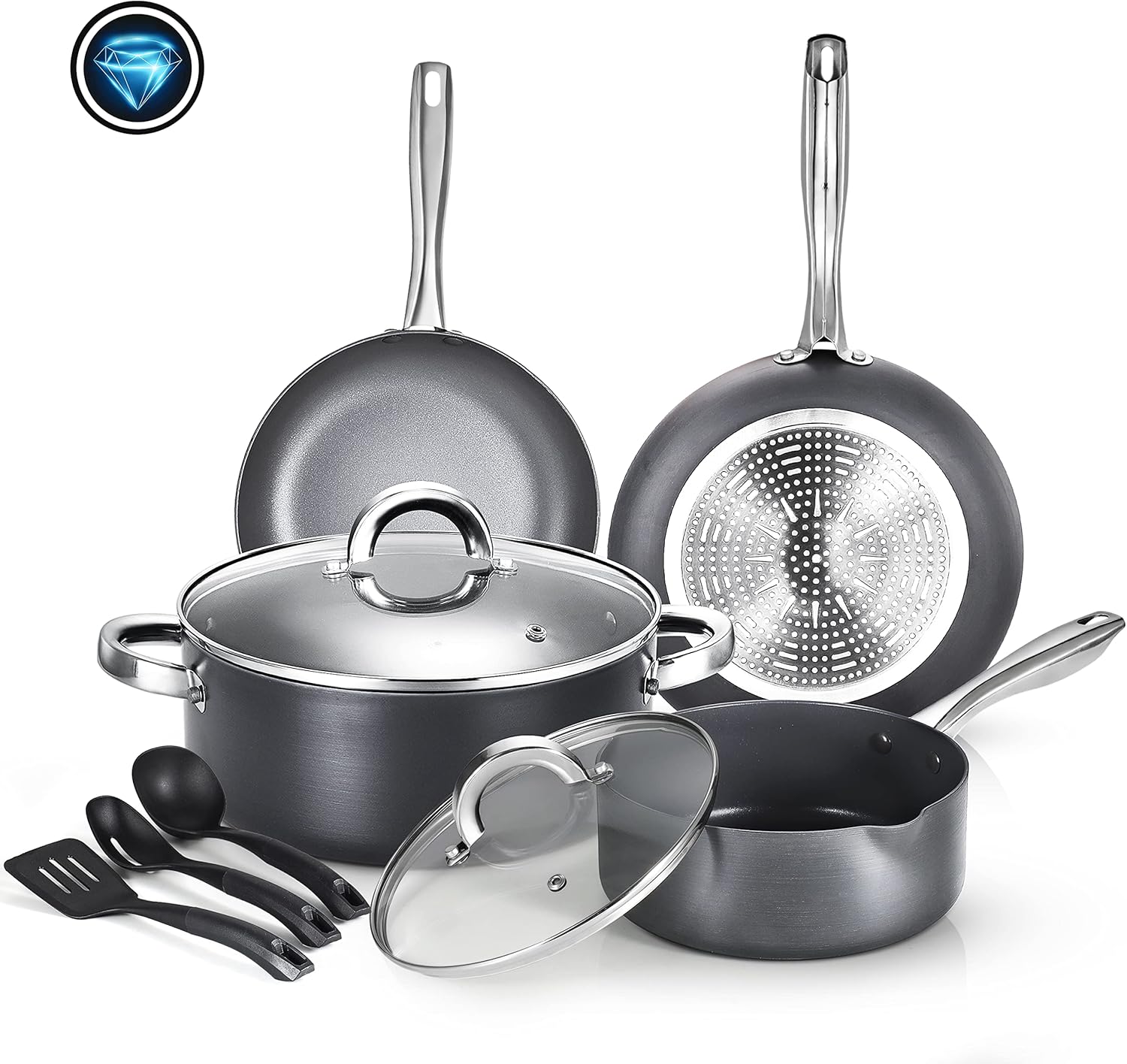Amazon.com: Hard Anodized Cookware Set, Nonstick Pots and Pans with ...