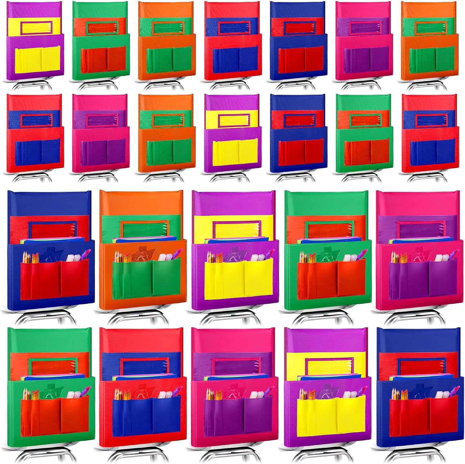 Amazon.com: Tisancy 24 Pcs Chair Pockets for Classroom, Chair Pocket ...