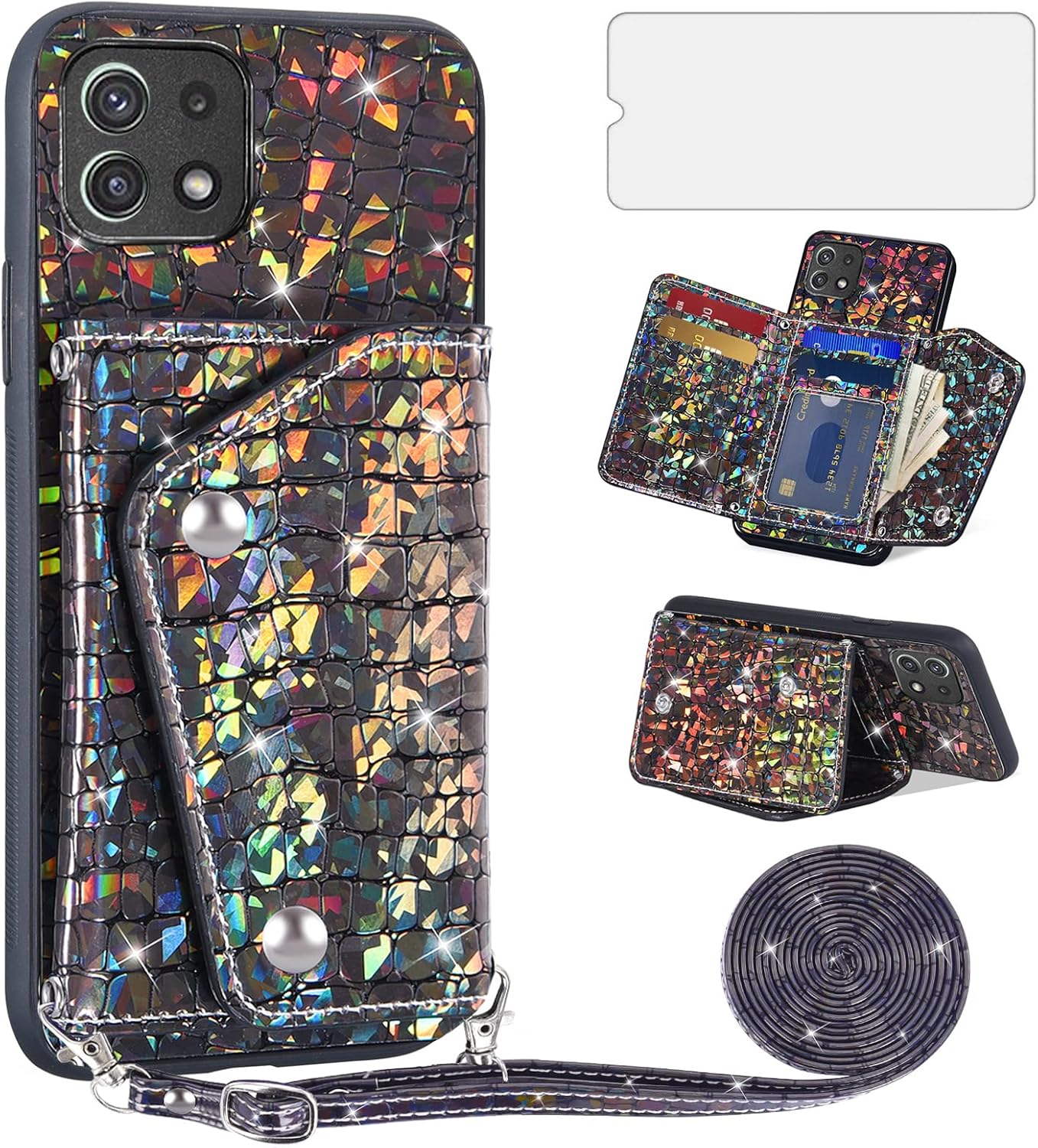Amazon.com: Asuwish Phone Case for Samsung Galaxy A22 5G/Boost Mobile Celero 5G Wallet Cover ...