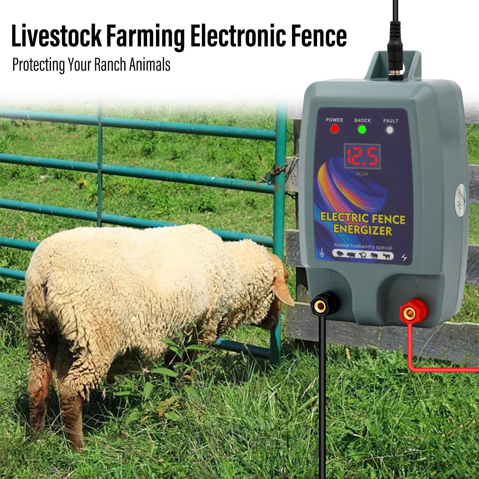 Electric Fence For Sheep Just Walking Along Past The Dairy And The
