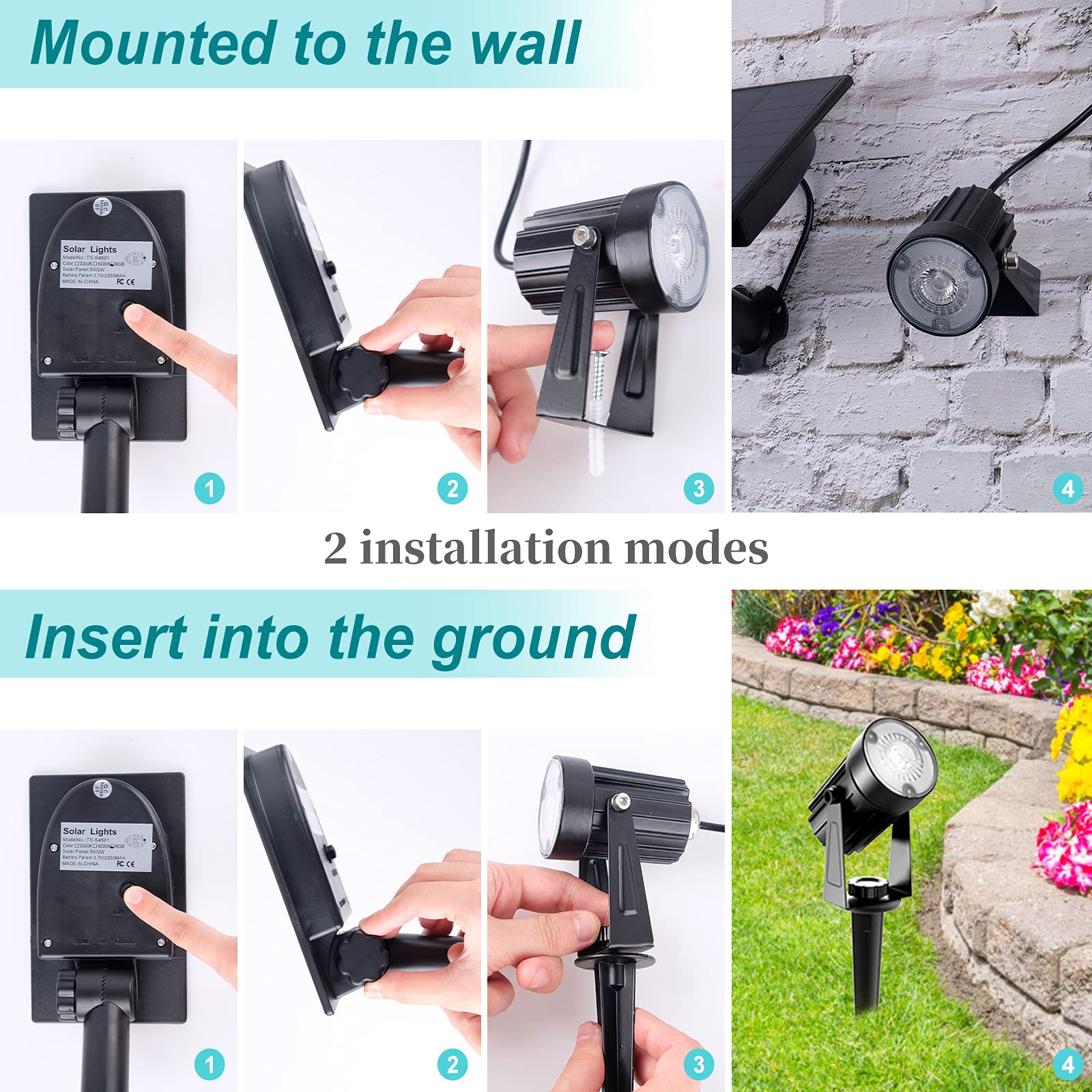 CORESLUX Solar Spot Lights Outdoor Garden Multi-Colour Solar Uplighters ...