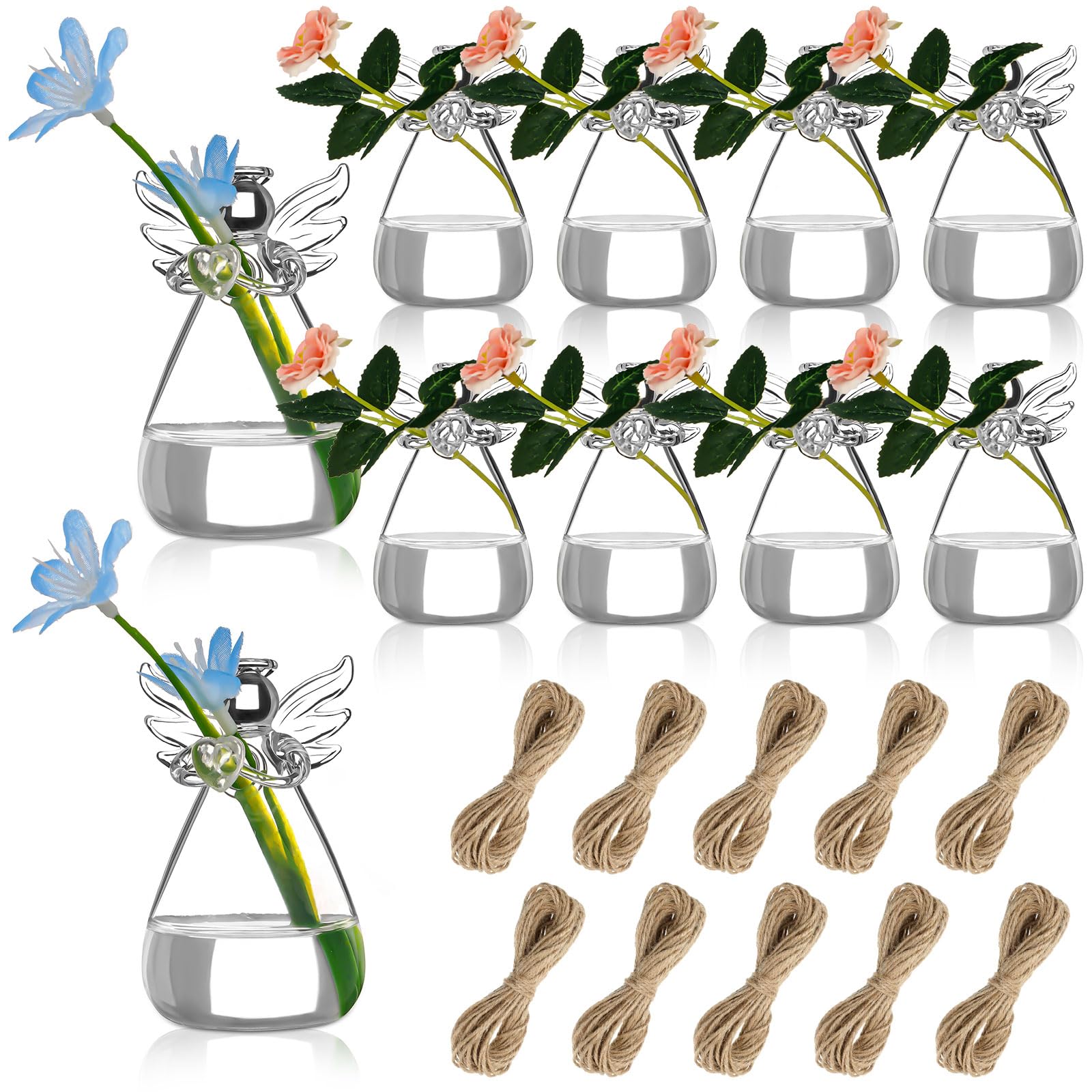 Amazon.com: Ninehaoou 10 Pcs Angel Design Glass Vases Bulk Clear ...