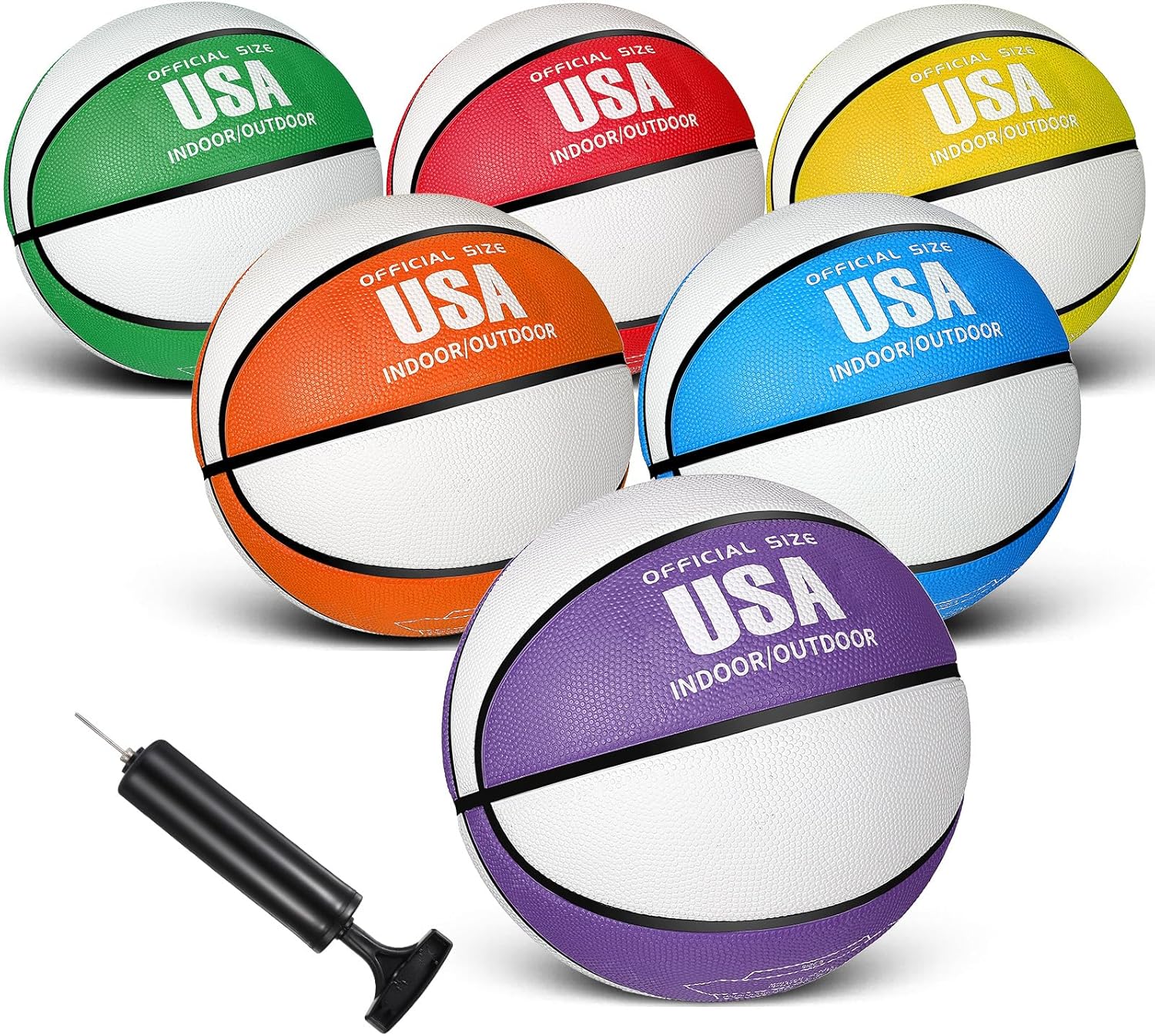 Amazon.com: Jenaai 6 Pack Mini Basketballs with Pump for Kids 7 Inch ...