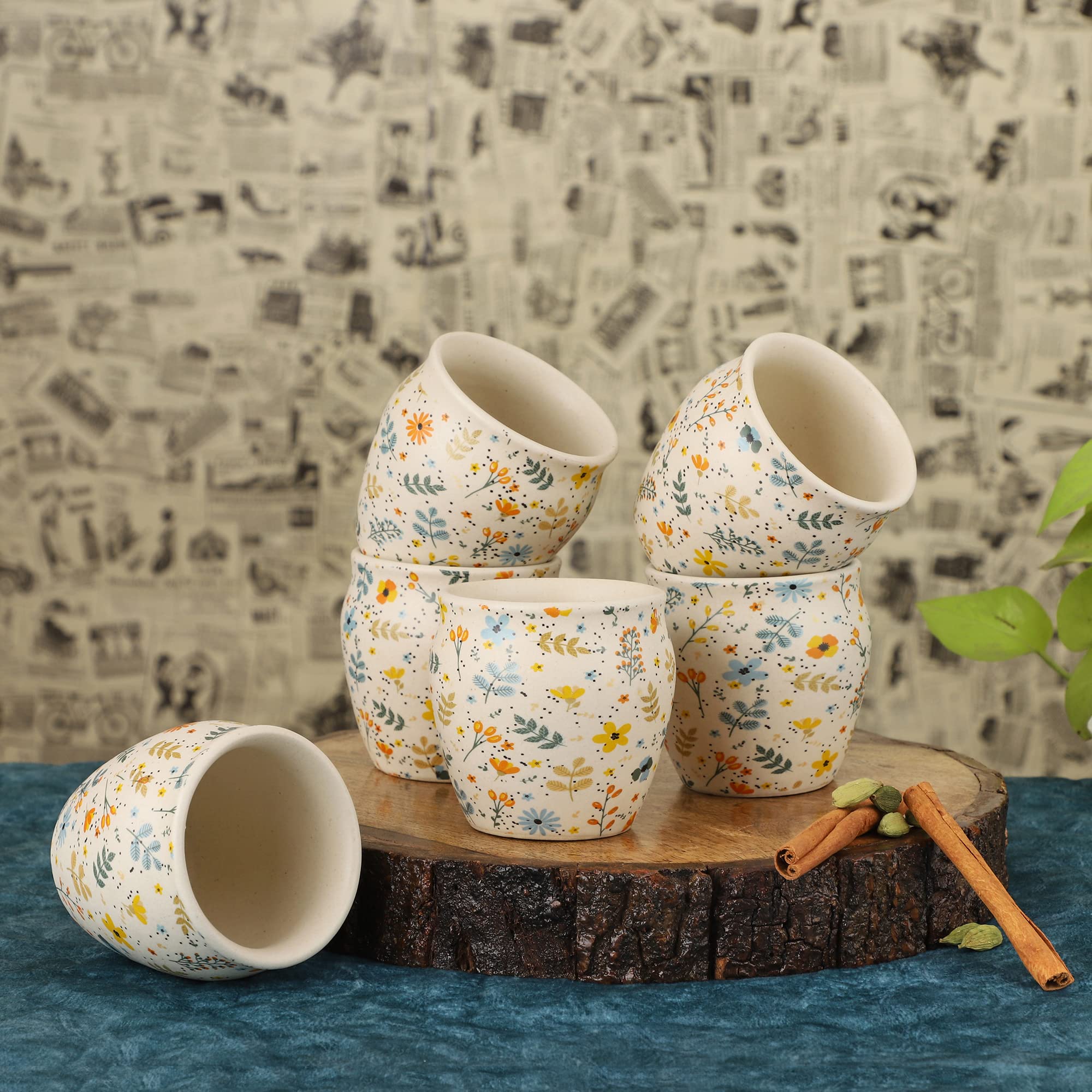 Crock Comforts - Handmade Ceramic Floral Printed Chai Kullar/Kullad ...