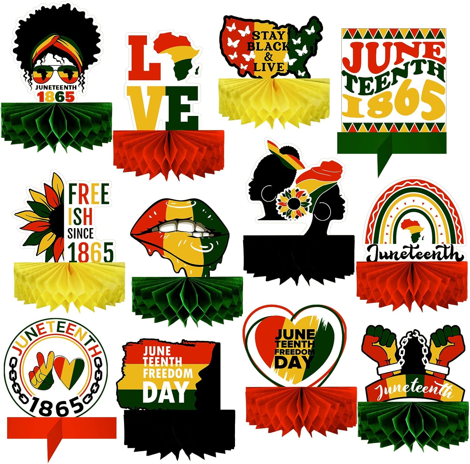 Amazon.com: Deekin 12 Pcs Happy Juneteenth Party Centerpiece Table ...