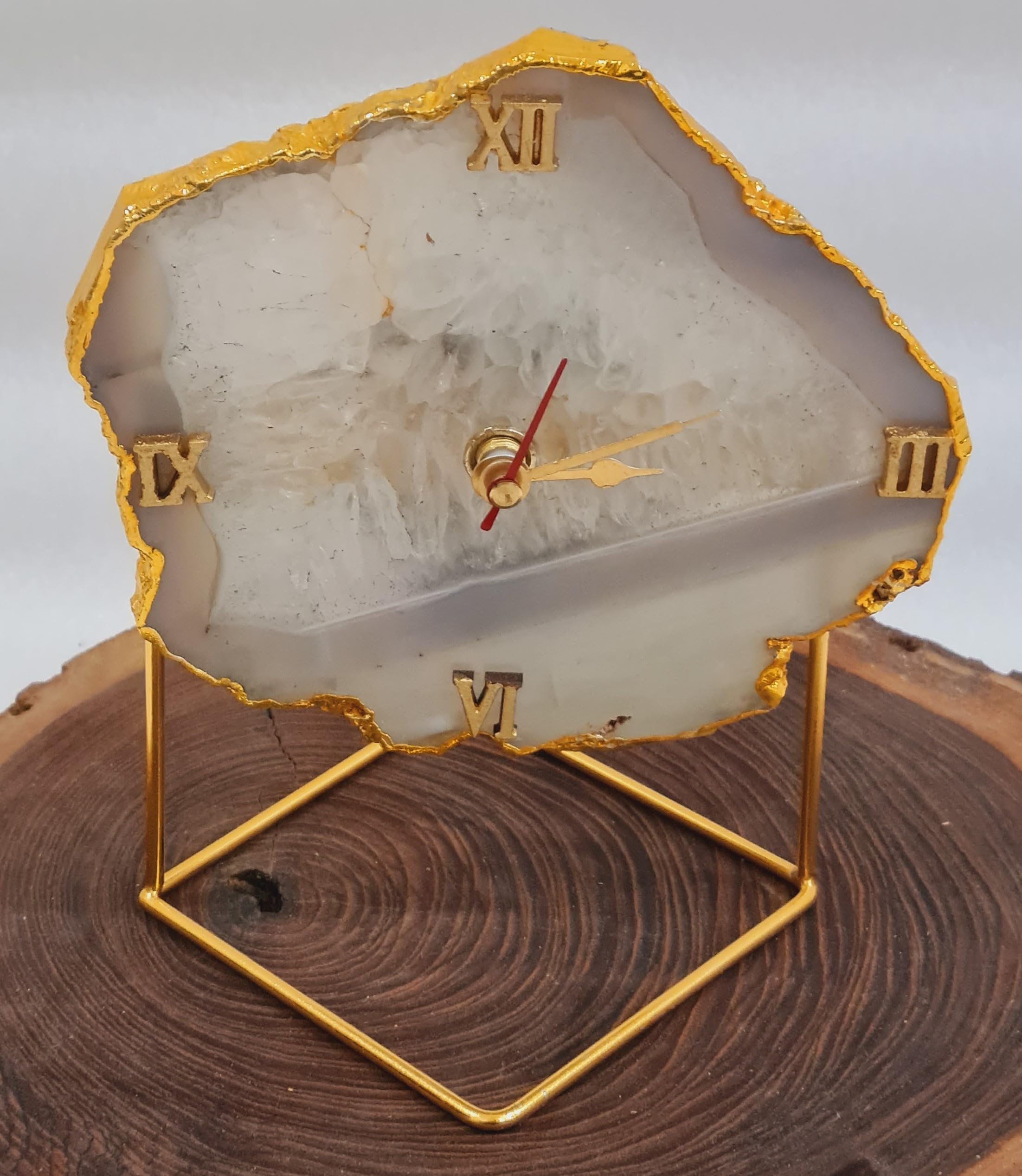 HOMEARTE INDIA Agate Stone Desktop Clock Antique Table Clock for Home ...