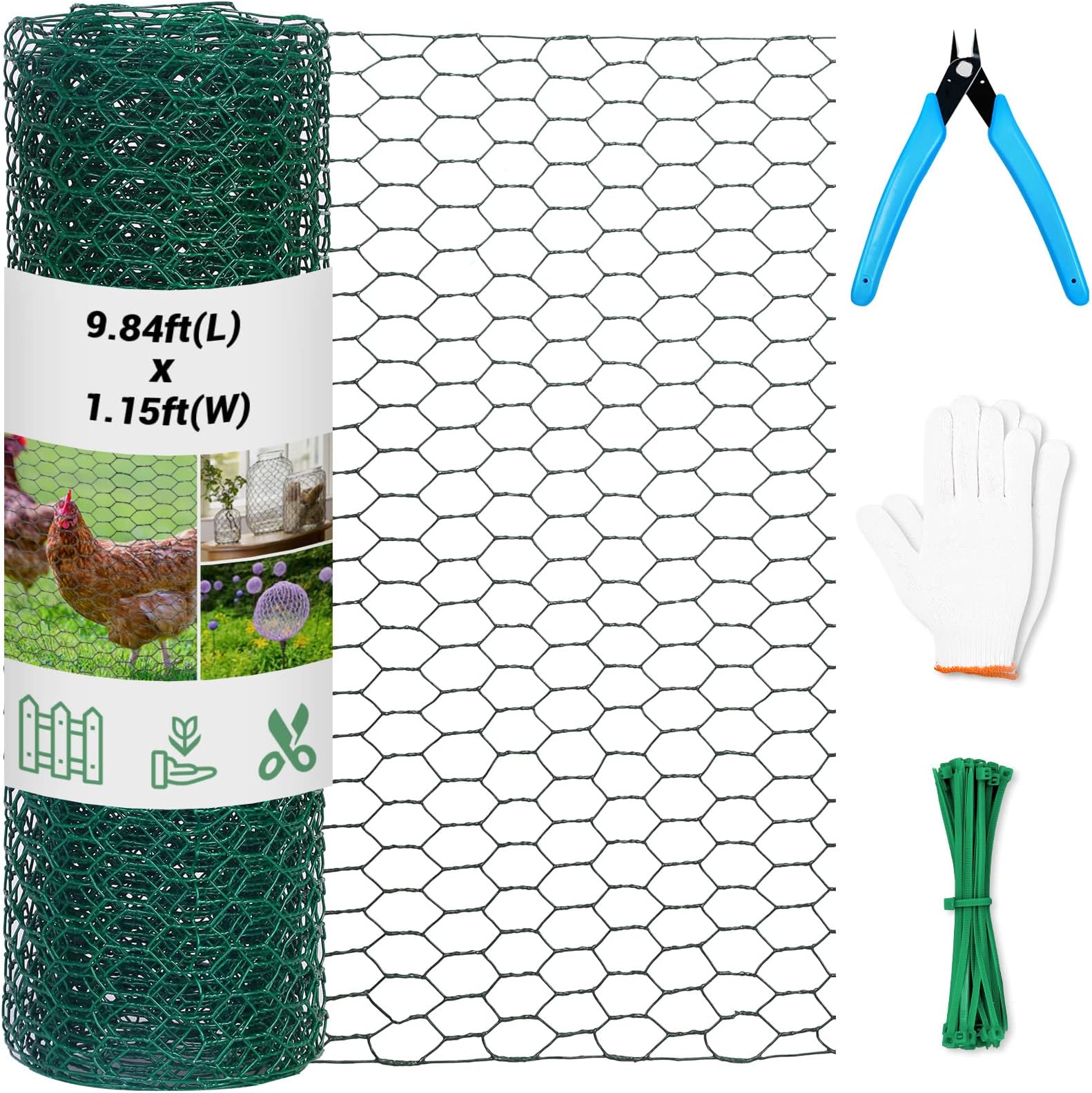 Amazon.com : Black Chicken Wire Fencing for Floral Arrangements, 15.7in ...