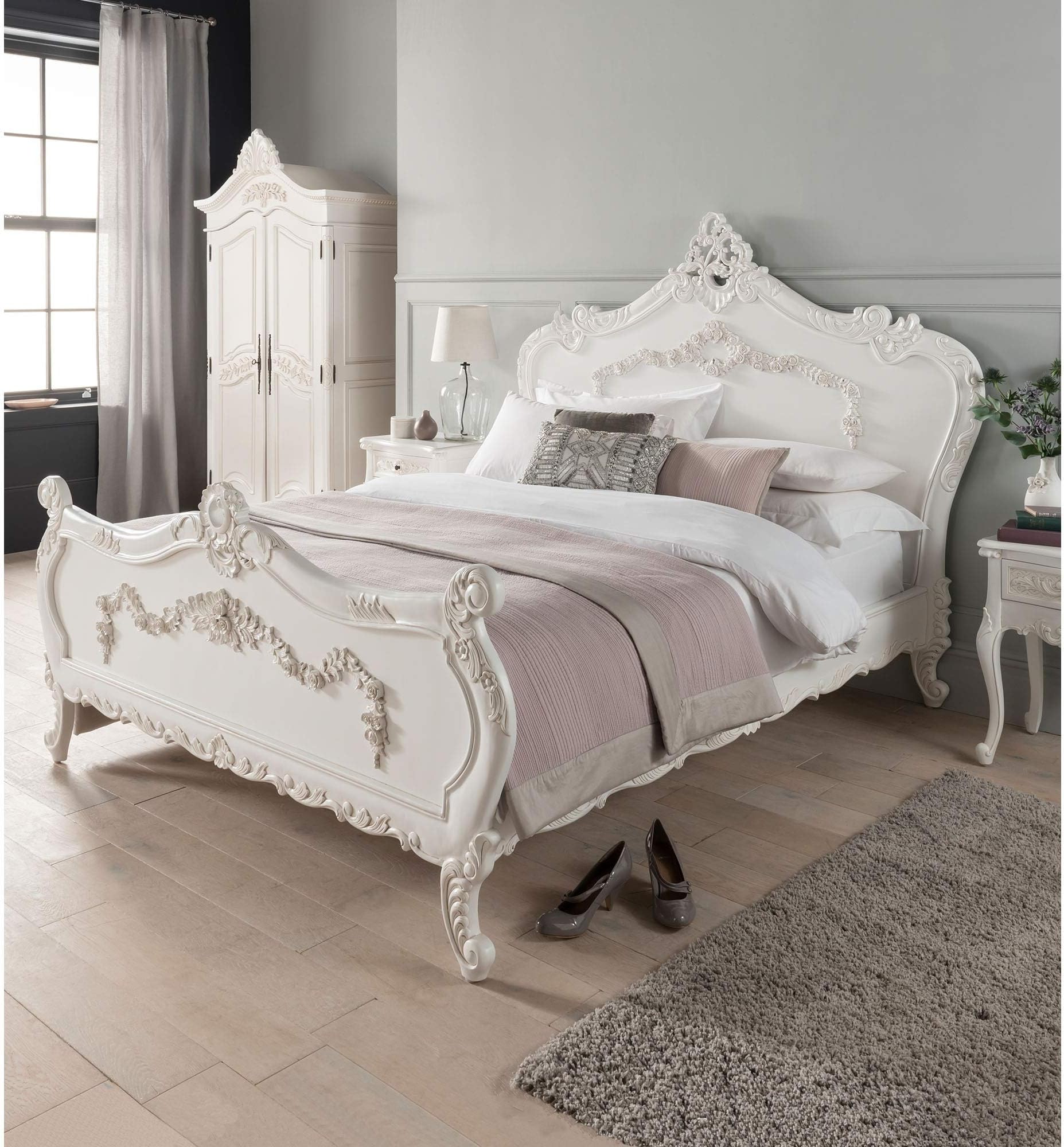 Homesdirect365 Emmanuelle Antique French Style Bed Kingsize | Hand ...
