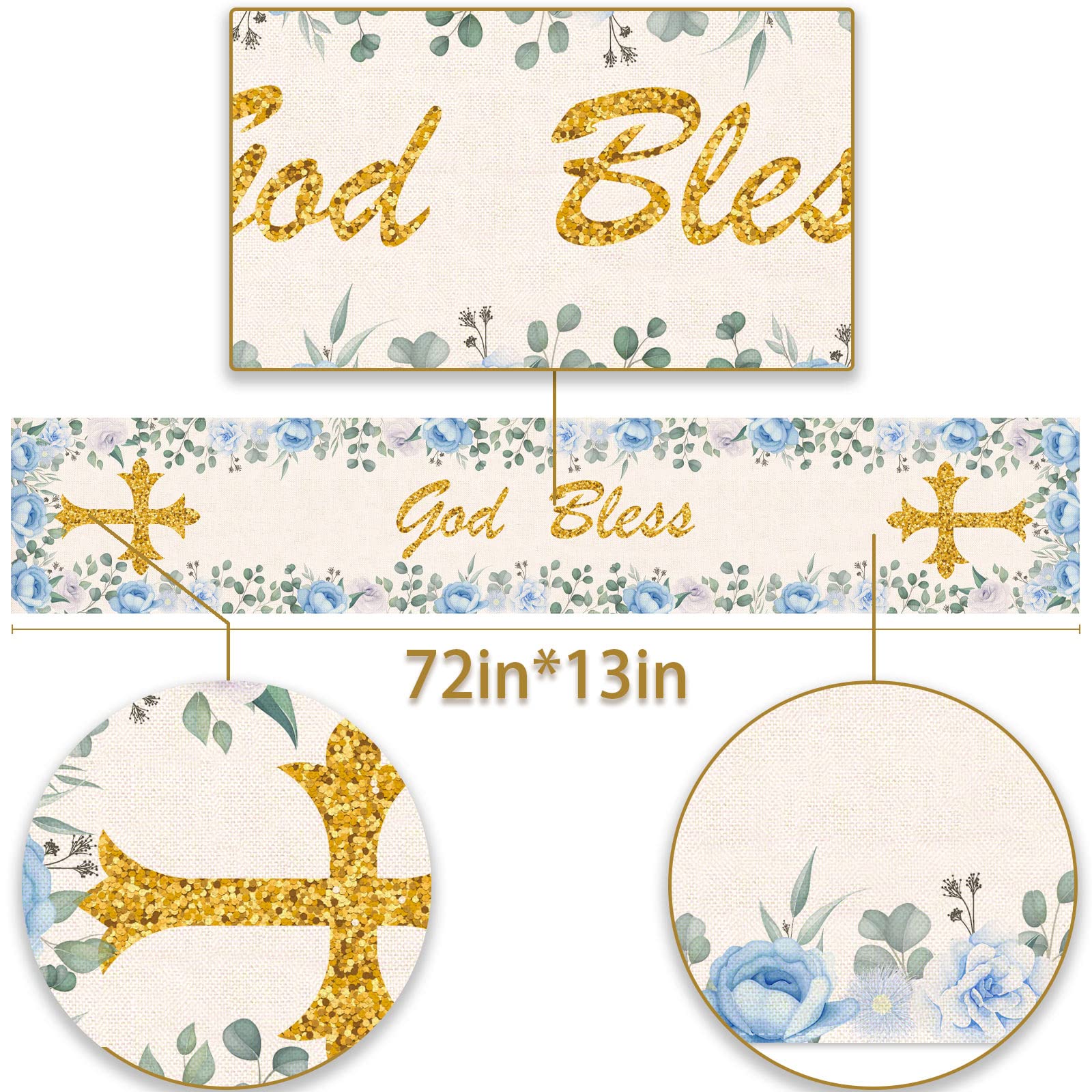 Snapklik.com : Pudodo Boy Baptism Table Runner God Bless First Holy ...