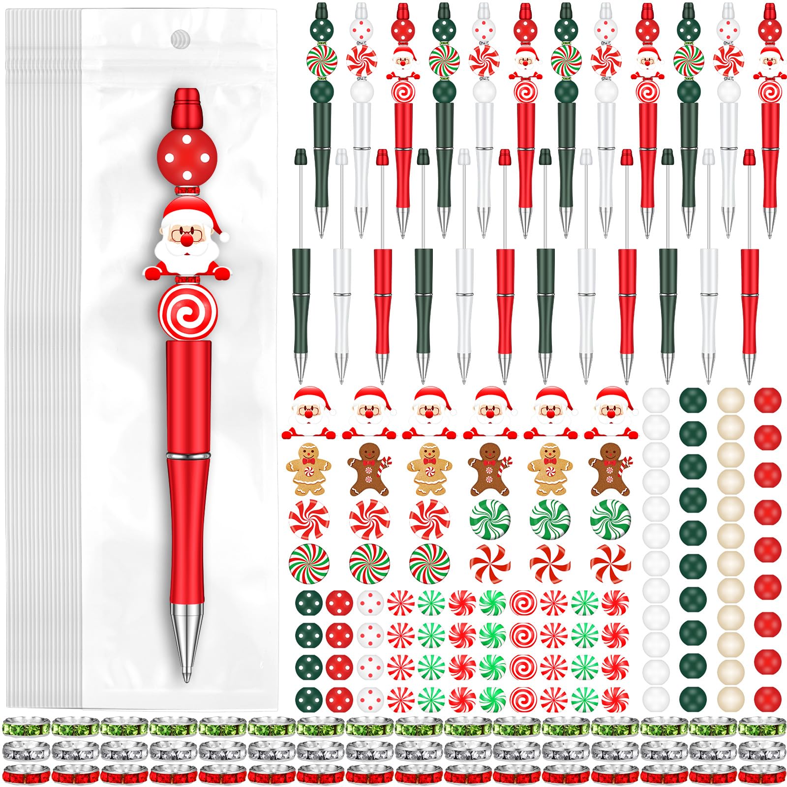 Amazon.com: 197 Pcs Christmas DIY Beadable Pens Kit 24 Plastic Bead ...
