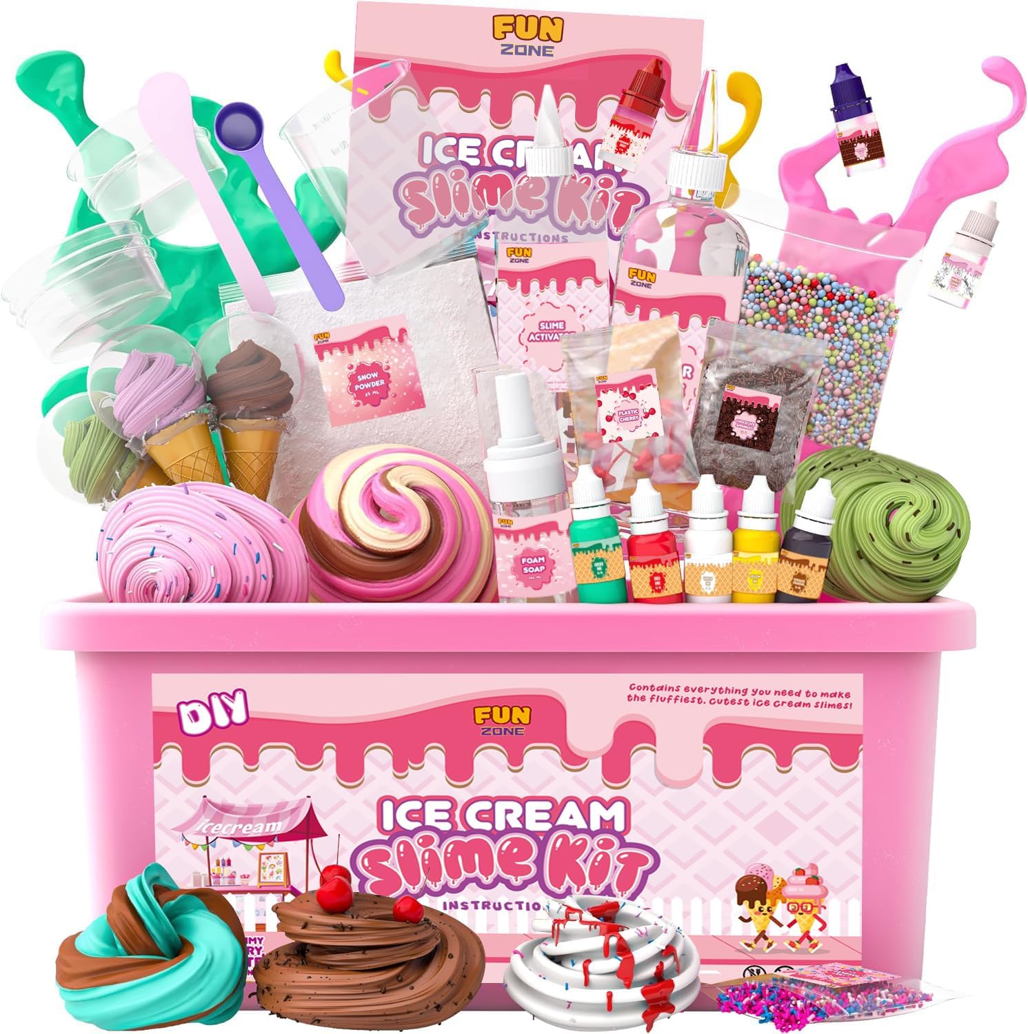 The Fun Zone Ice Cream Slime Kit - Ultimate Slime Making Kit for Girls ...