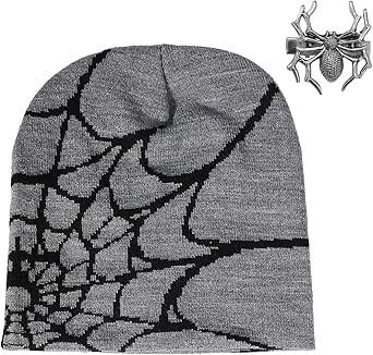 1 Piece Spider Web Beanie with 1 Metal Hair Clip, Beanie Cold Hat ...