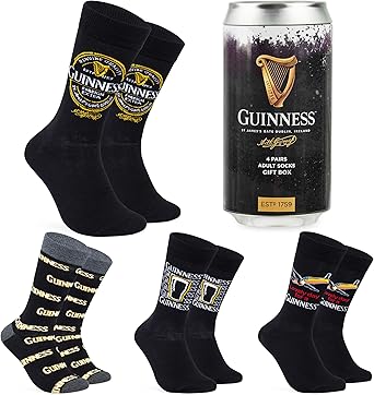 Guinness Gifts for Men Pack of 4 Calf Socks in a Can Soft Cotton Rich ...