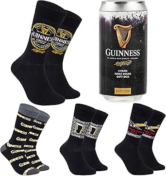 Amazon.com: Guinness Men's Crew Socks Pack of 4 Black Soft Rich Cotton ...
