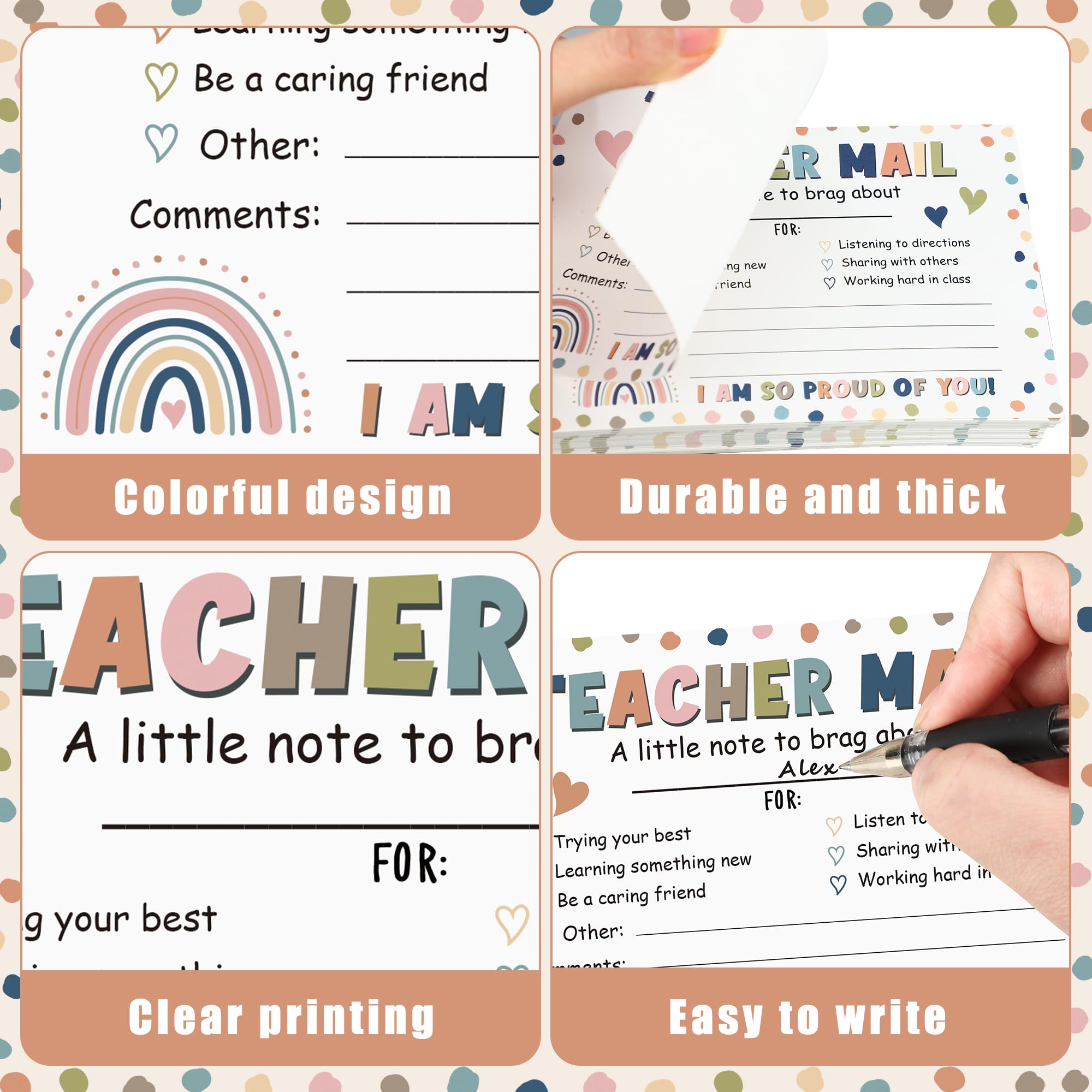 Snapklik.com : Boho Rainbow Teacher Mail Notes To Parents Classroom ...