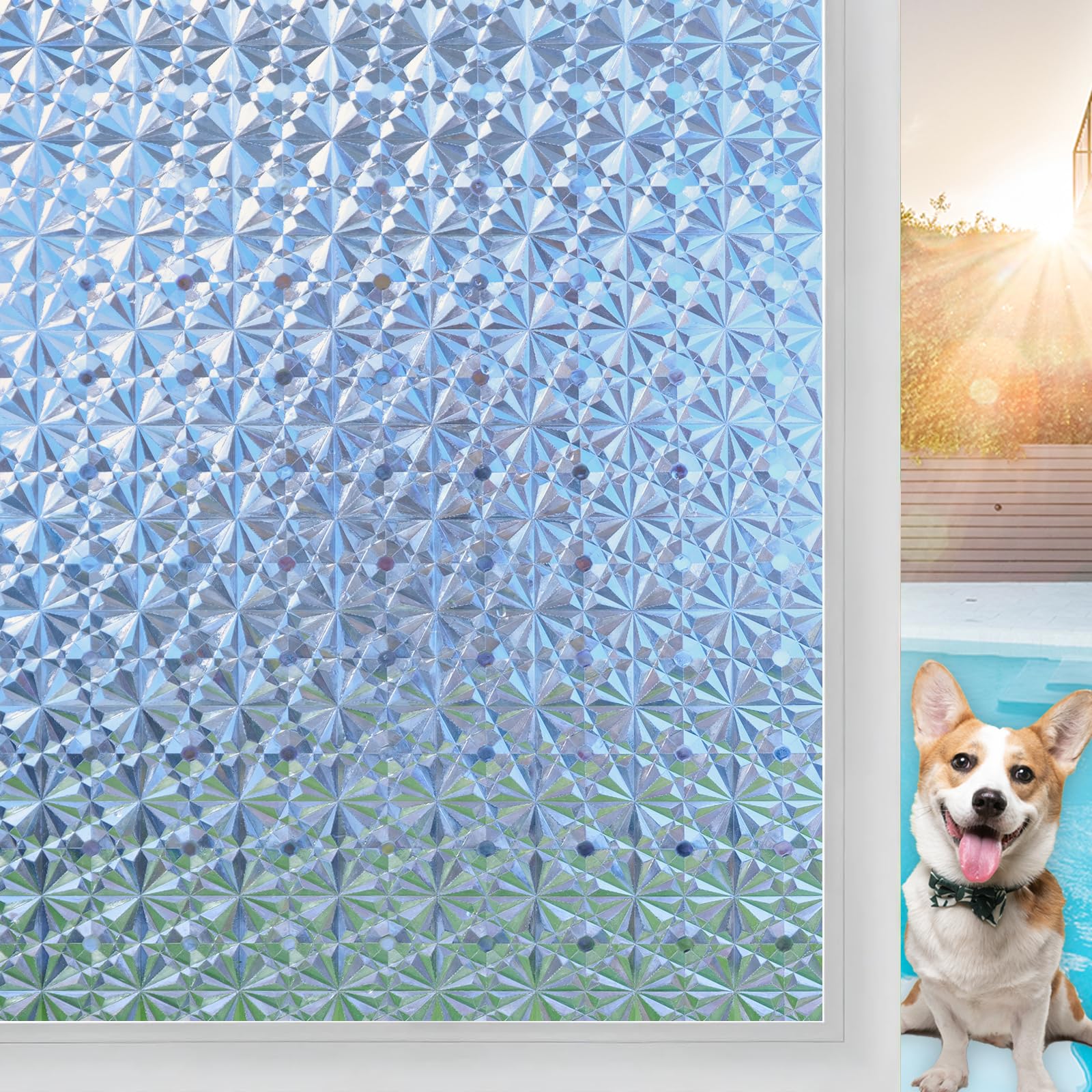 Amazon.com: Niviy Window Privacy Film 3D Diamond Pattern Vinyl Non ...