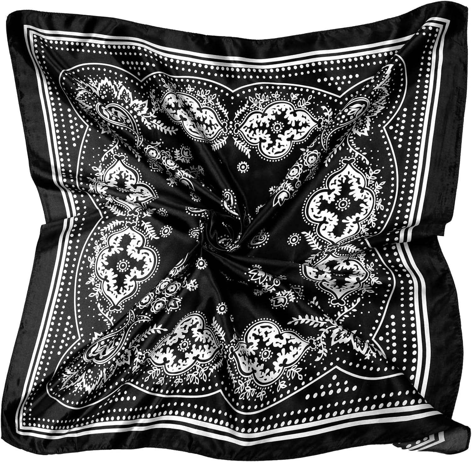 JIYIN Women Square Silk Head Scarf, 35" Large Soft Satin Headscarf Silk ...