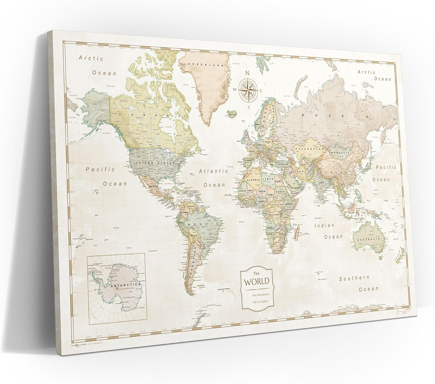 Amazon.com: Conquest Maps World Travel Map with Pins Desert Sunrise ...