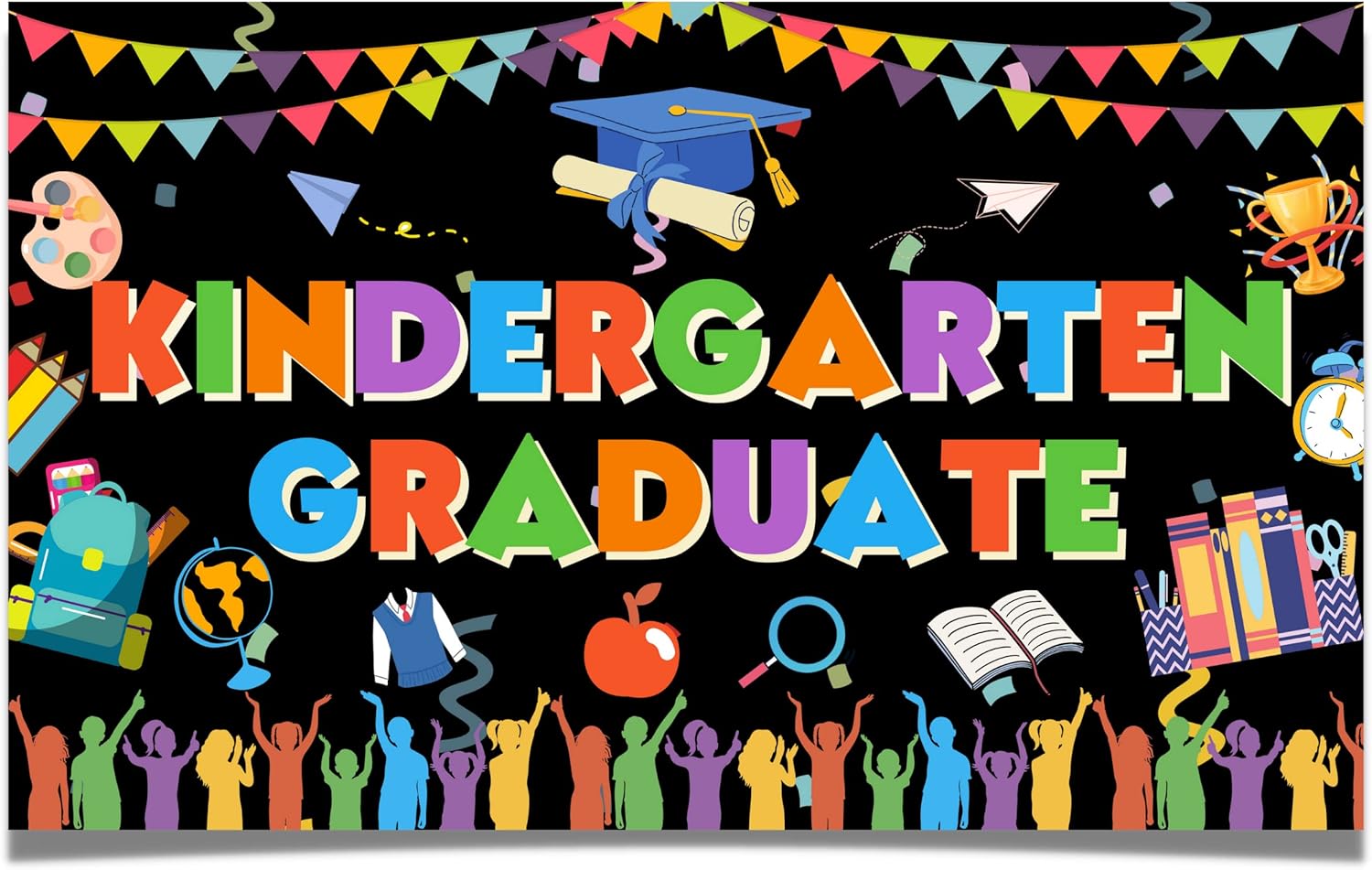 Amazon.com : VTYEPOU Kindergarten Graduation Backdrop Banner - Large ...