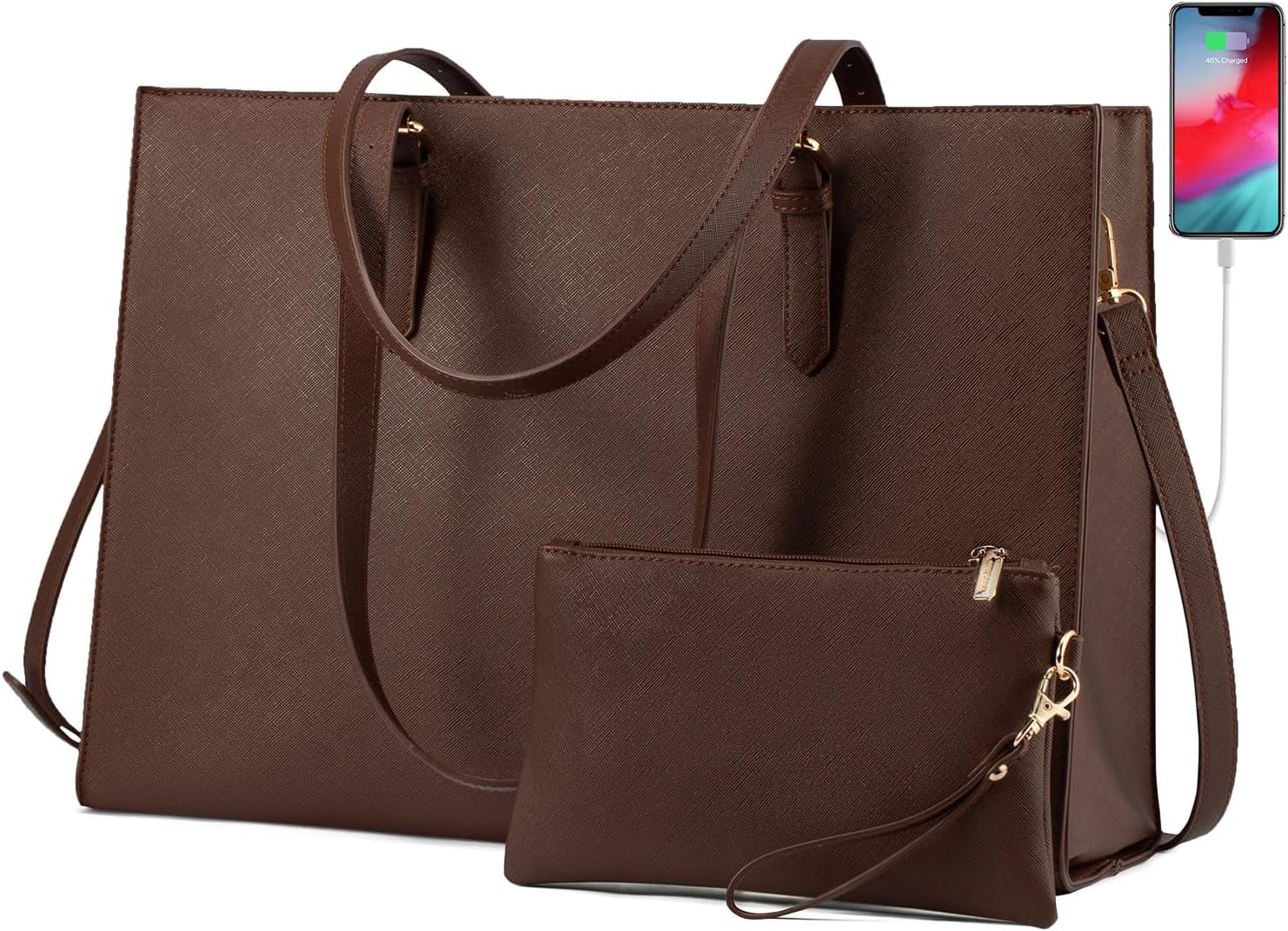 Amazon.com: Laptop Bag for Women Waterproof Lightweight Leather 15.6 ...