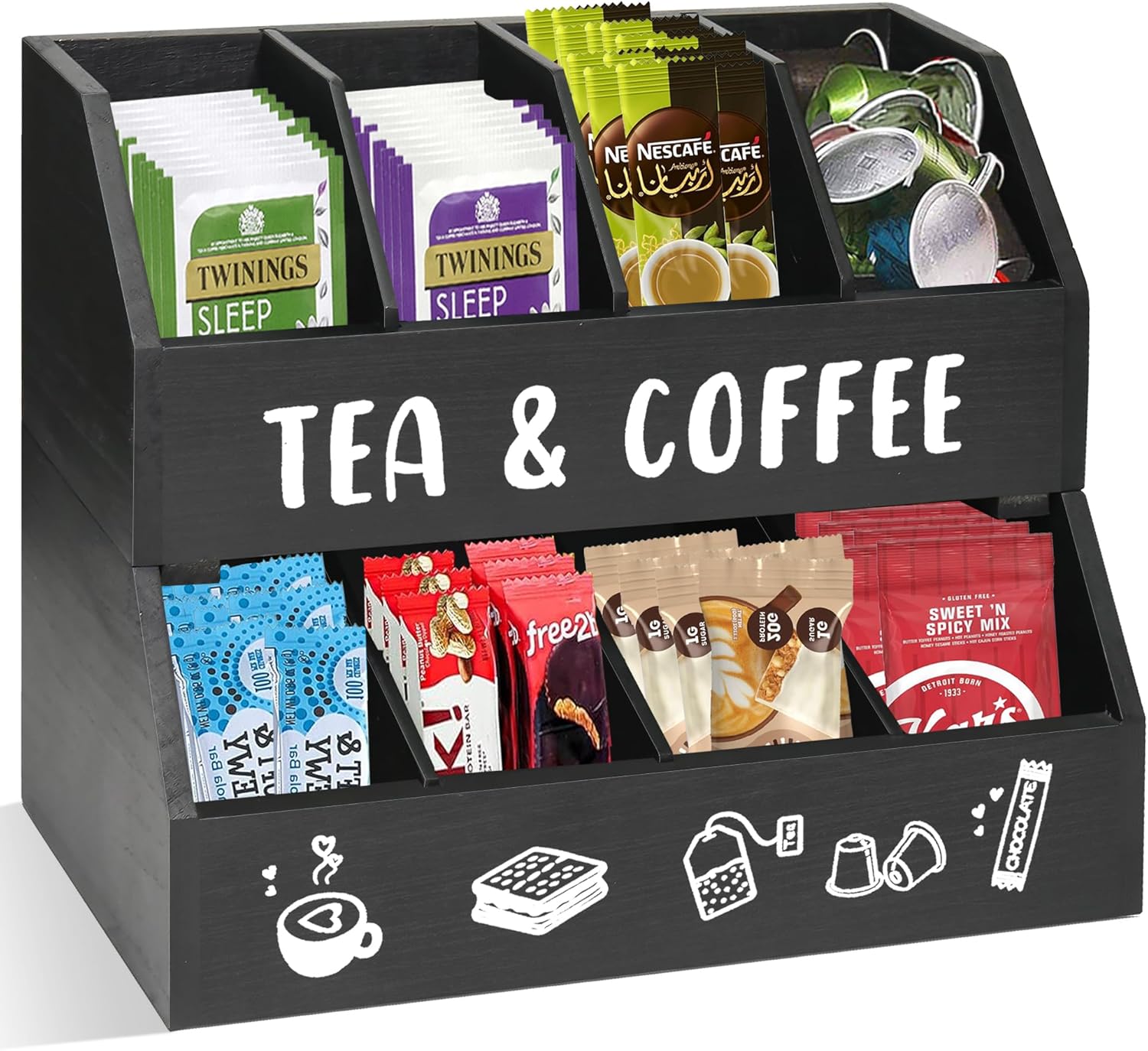 Amazon.com: Coffee Station Organizer for Countertop, Wooden Coffee Bar ...