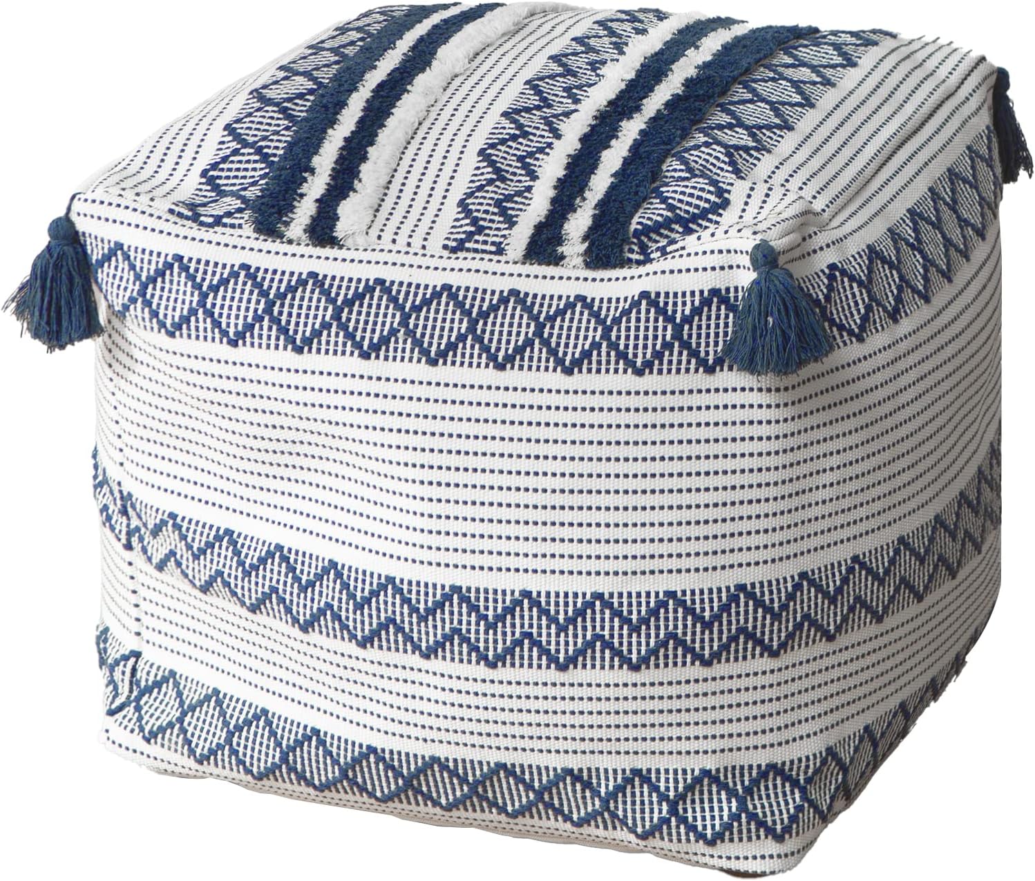 Amazon.com: blue page Boho Neutral Decorative Unstuffed Pouf Cover ...