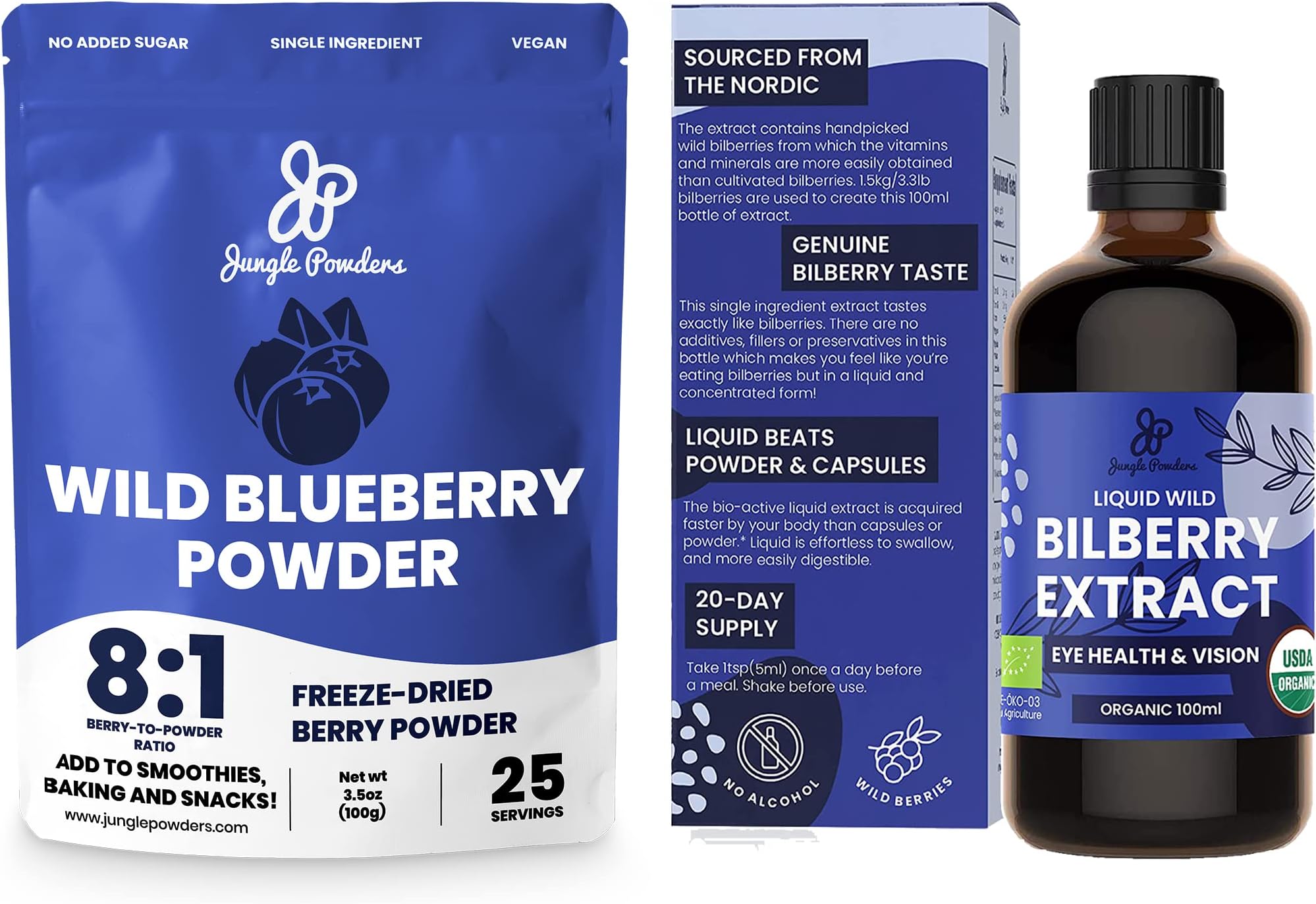 Amazon.com: Jungle Powders Wild Blueberry Powder & Organic Wild ...