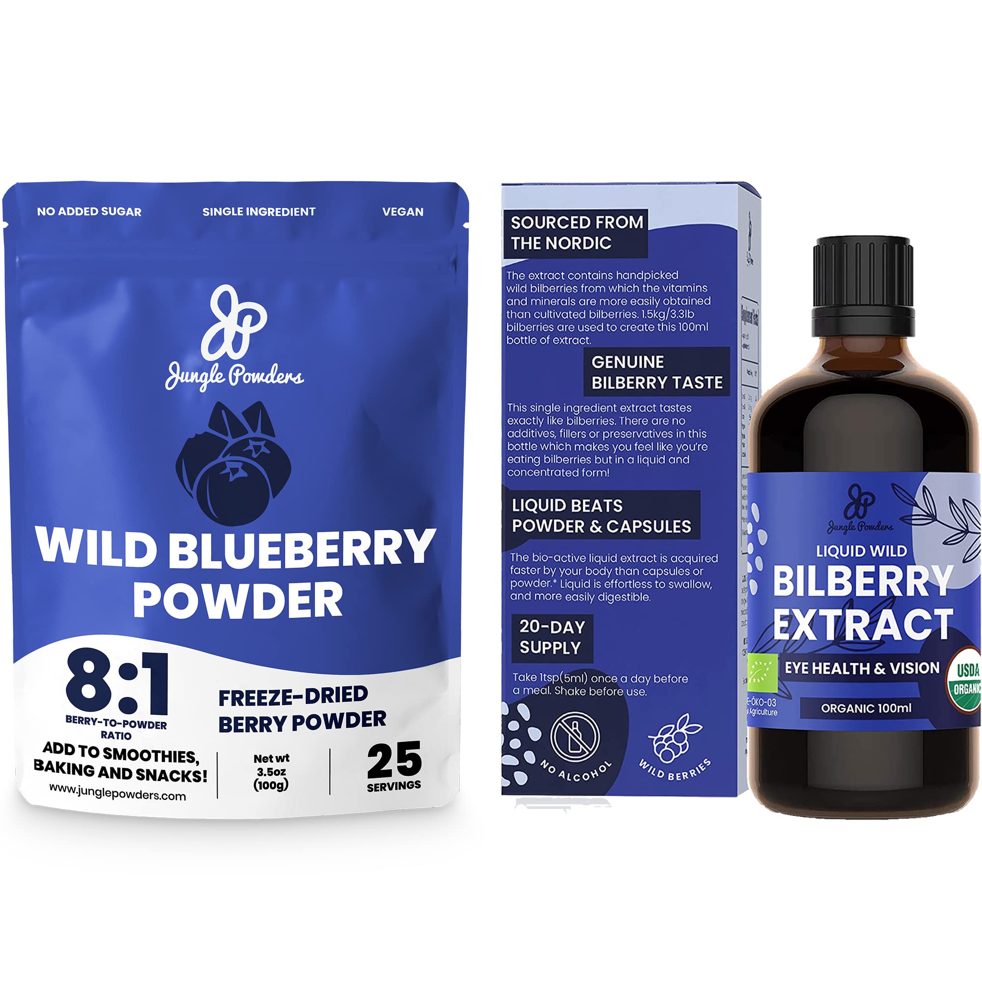 Amazon.com: Jungle Powders Wild Blueberry Powder & Organic Wild ...