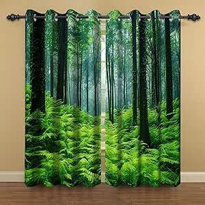 Amazon.com: Baocicco Green Forest Curtains Spring Nature Scenery ...