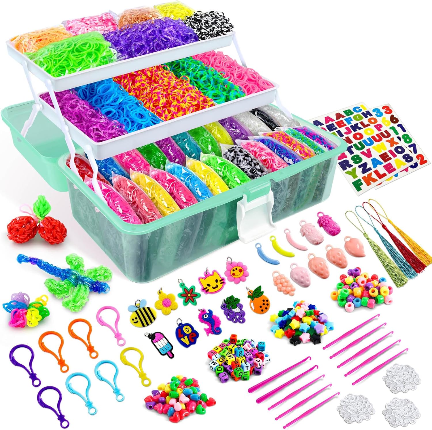 Amazon.com: Heyzeibo 14000+ Rubber Band Bracelet Kit with 3 Layer ...