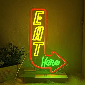 Eat Here Neon Sign for Wall Decor Kitchen Neon Light Colorful LED Neon ...