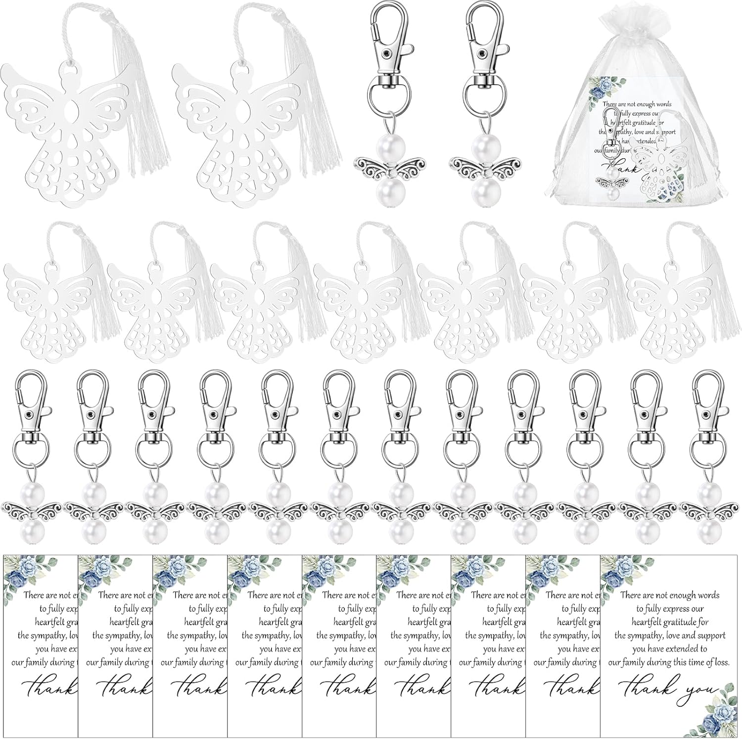 Amazon.com: Skyygemm 50 Sets Angel Keychain Funeral Favors Set ...