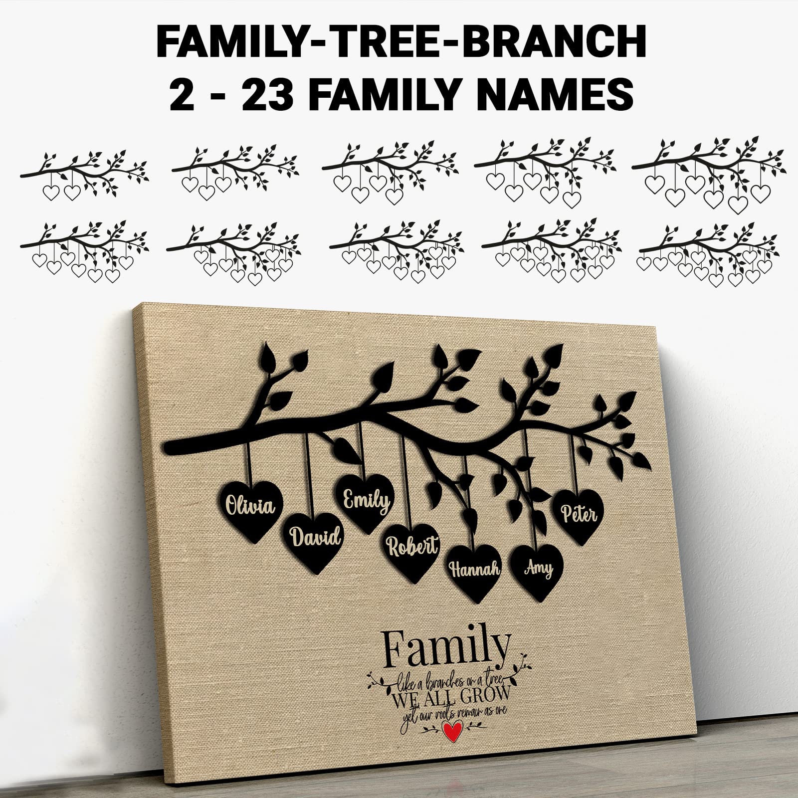 Canvas Family Name Tree Family Names Tree Design – Harris Wood
