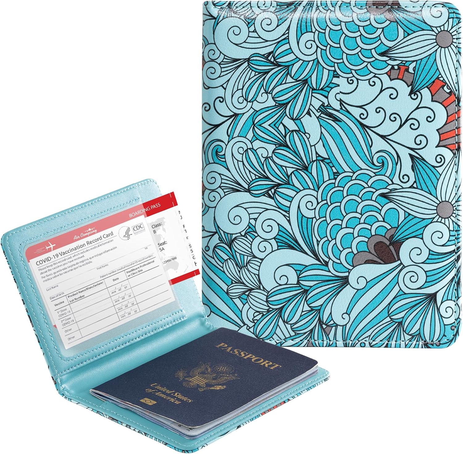 Amazon.com | CoBak Passport & Vaccine Card Holder Combo - Upgraded PU ...