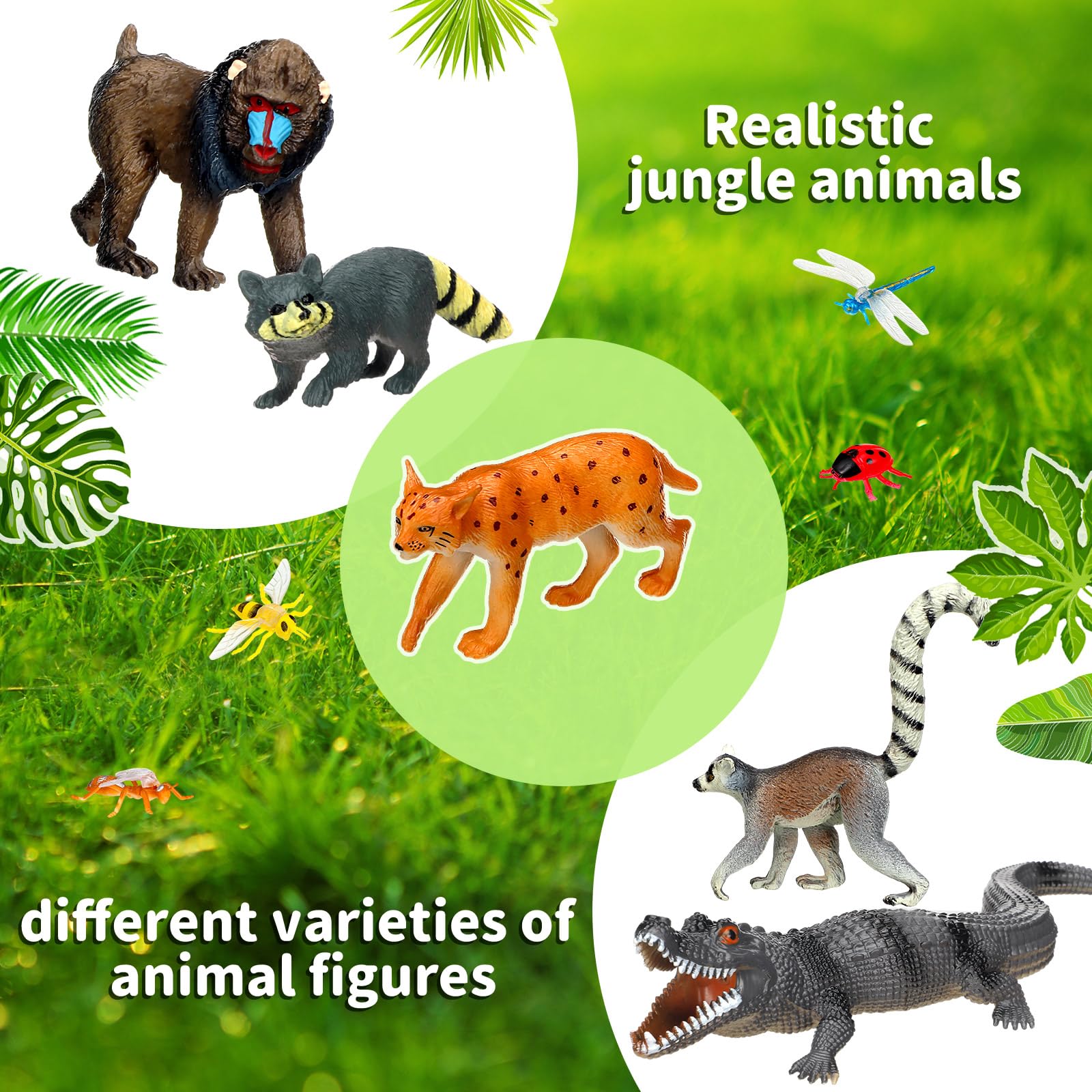 Snapklik.com : 39 Pcs Rainforest Animals Figures Toys Set Assorted ...
