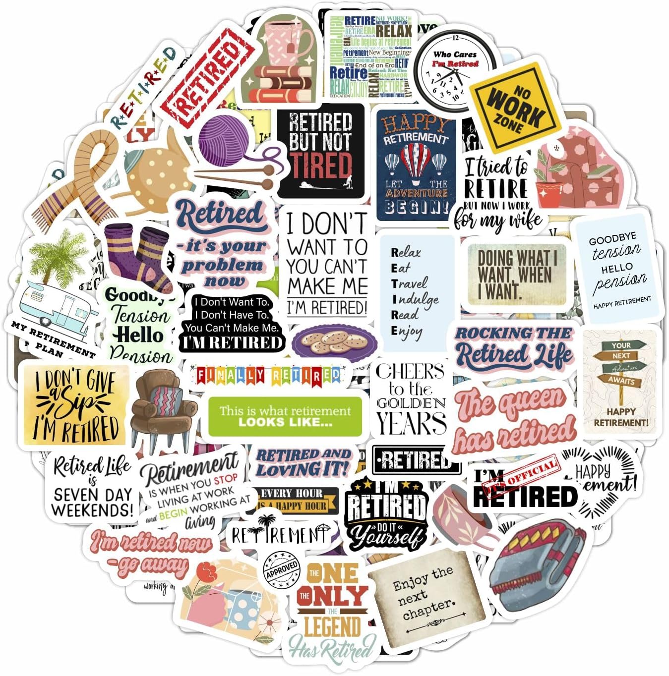 Amazon.com: Happy Retirement Sticker,2 inch 120pcs Happy Retirement ...