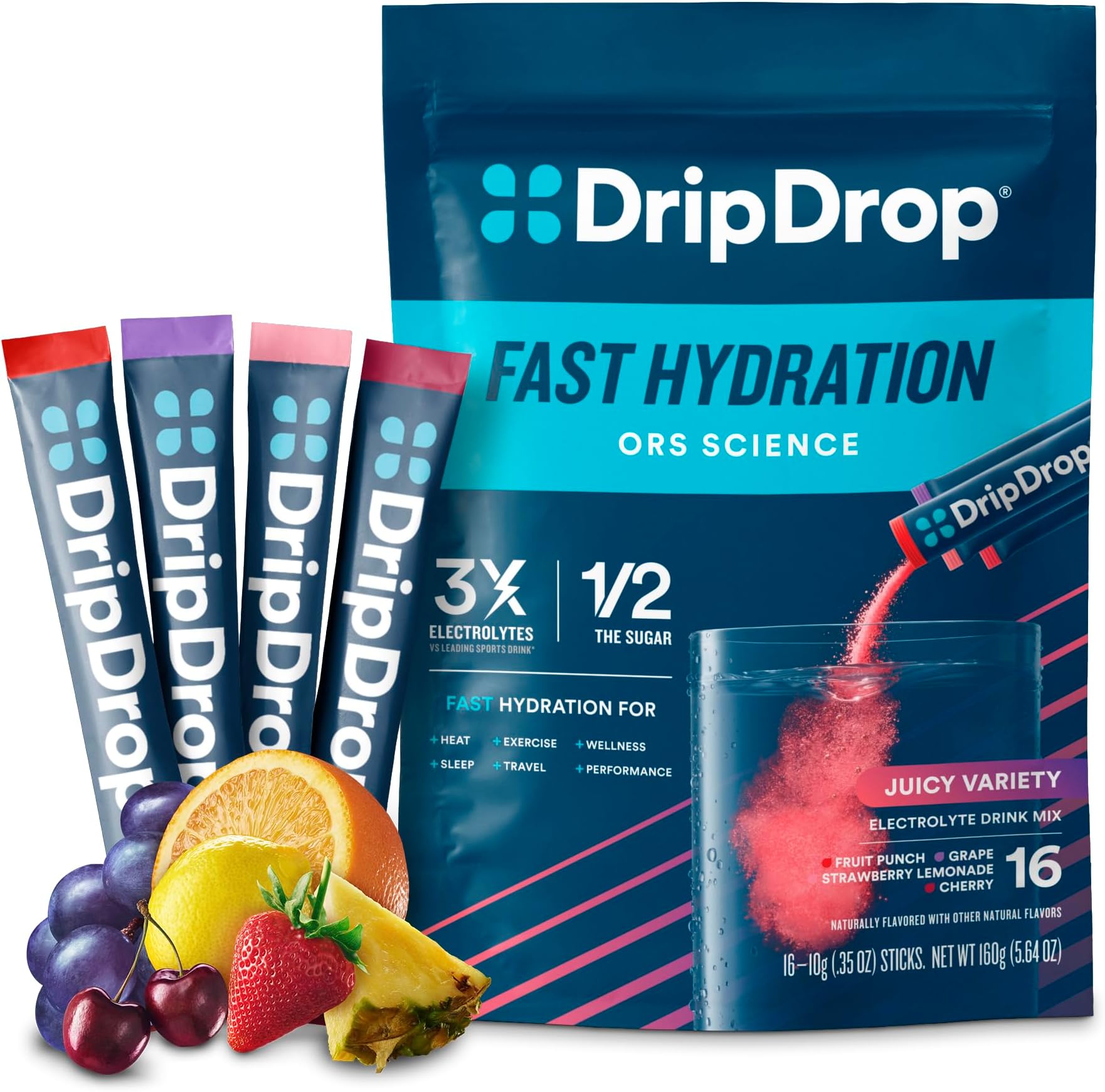 Amazon.com: DripDrop Hydration Juicy Variety Pack Electrolyte Drink Mix ...