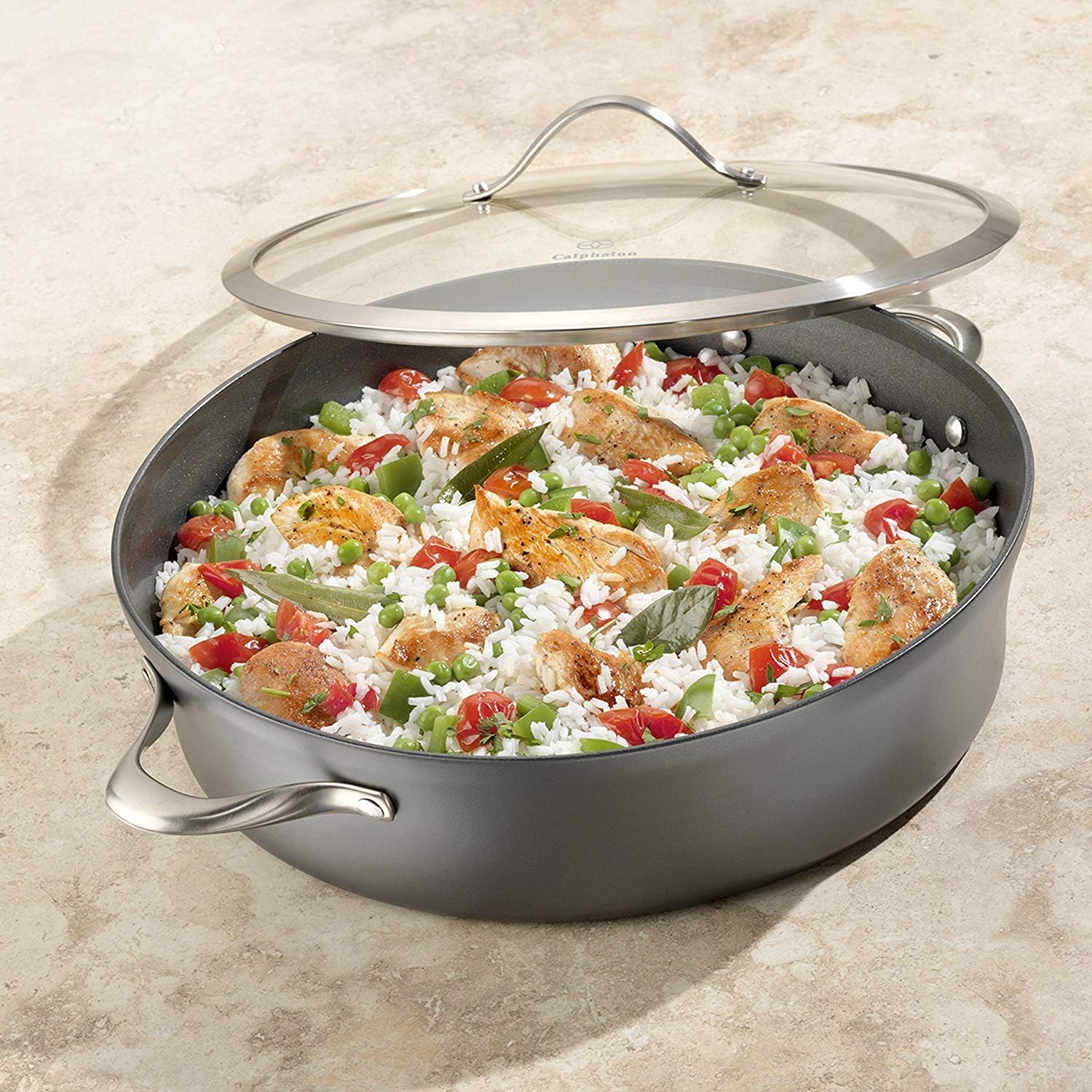 Amazon.com: Contemporary Nonstick 7-qt. Sauteuse Pan with Lid: Saute ...
