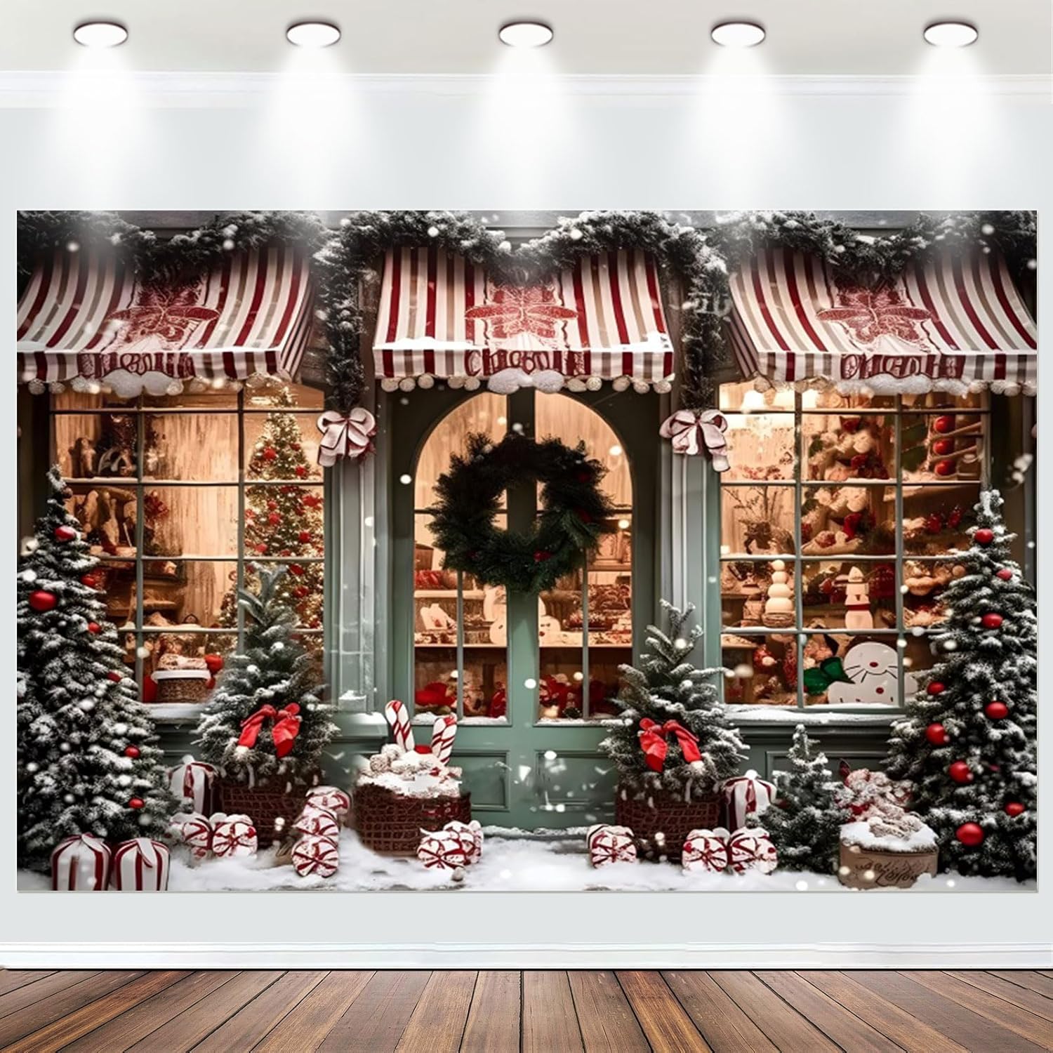 Amazon.com : Fabric 7x5ft Winter Christmas Shop Backdrop Xmas Toy Shop ...