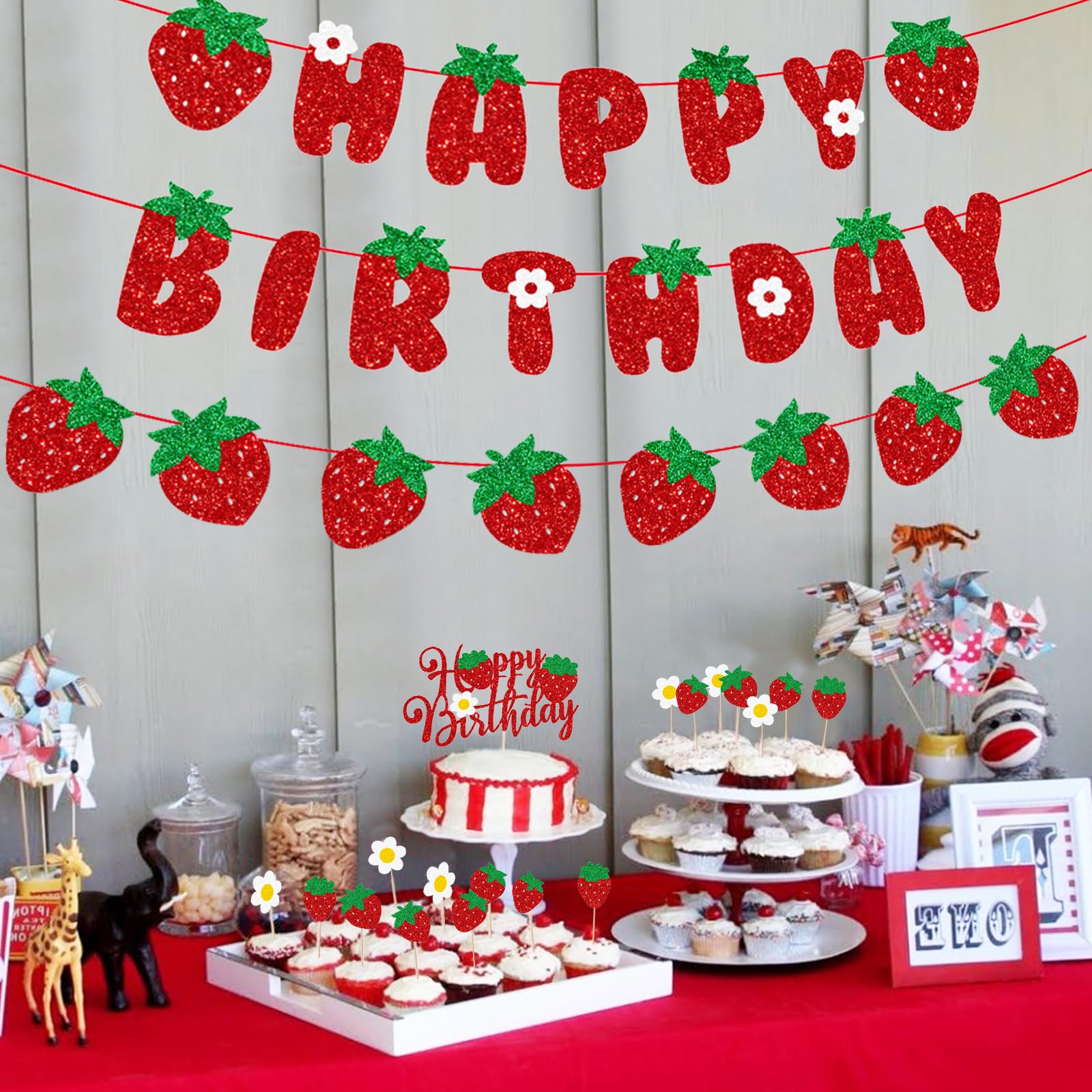 Snapklik.com : Strawberry Birthday Party Decorations Include Glitter ...