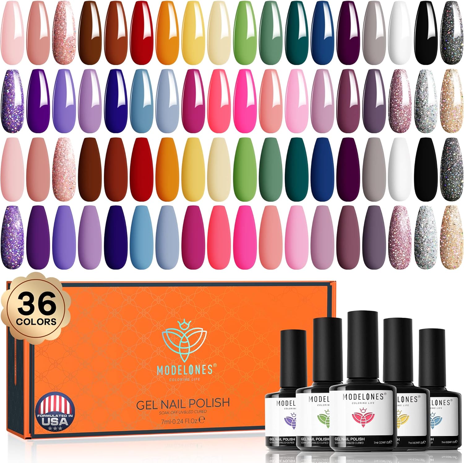 Modelones Gel Nail Polish 36 Pcs Colors All Seasons Holiday Gel Polish ...