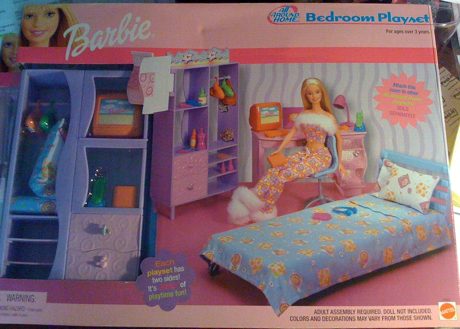 Barbie All Around Home Bedroom Playset - 2 Sides of Playtime Fun, Dolls ...