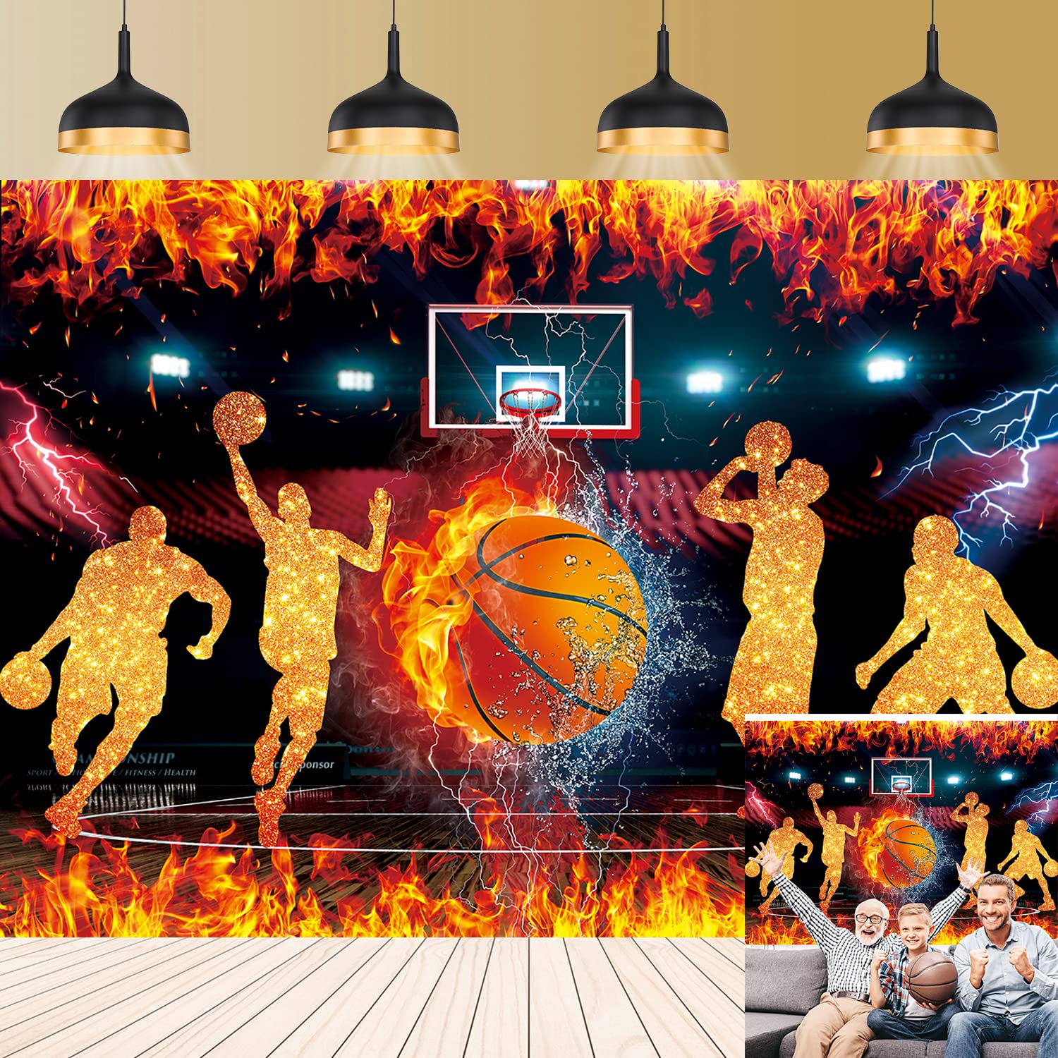 Amazon.com : Basketball Theme Photography Backdrop 8x6FT Star Slam Dunk ...
